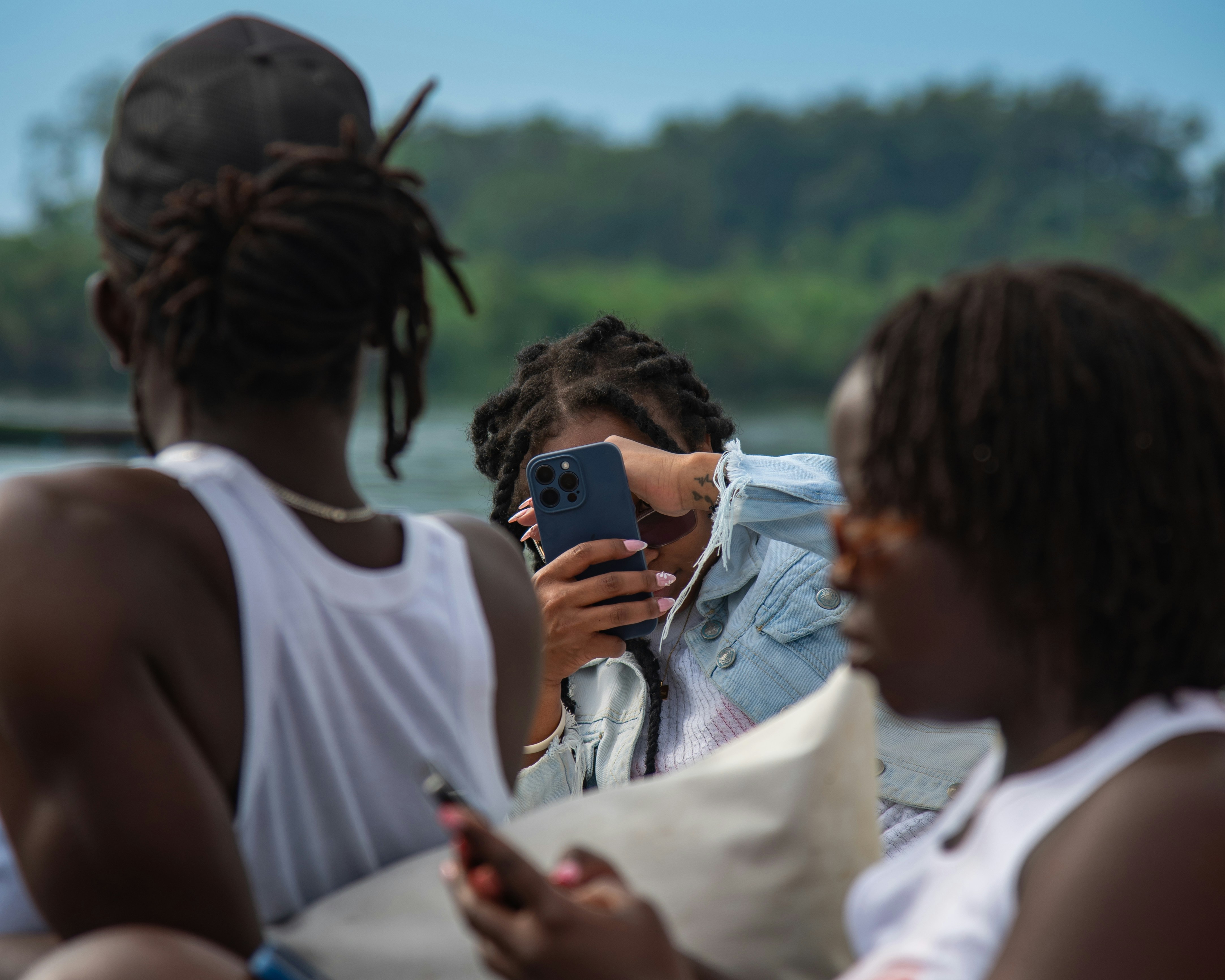 People are taking pictures outside.