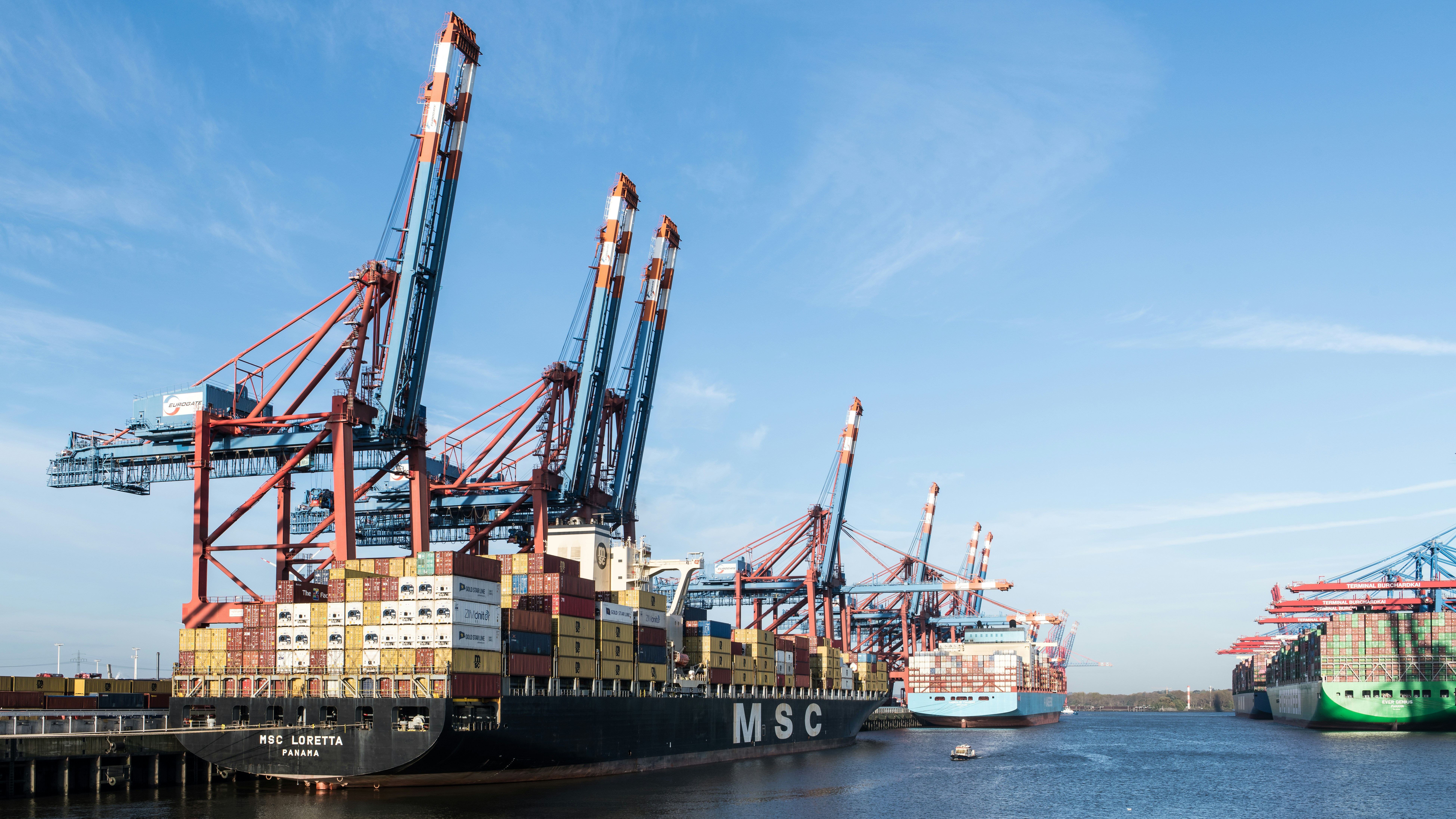 Cargo ships and towering cranes line the bustling harbor, showcasing the intricate logistics of maritime trade.