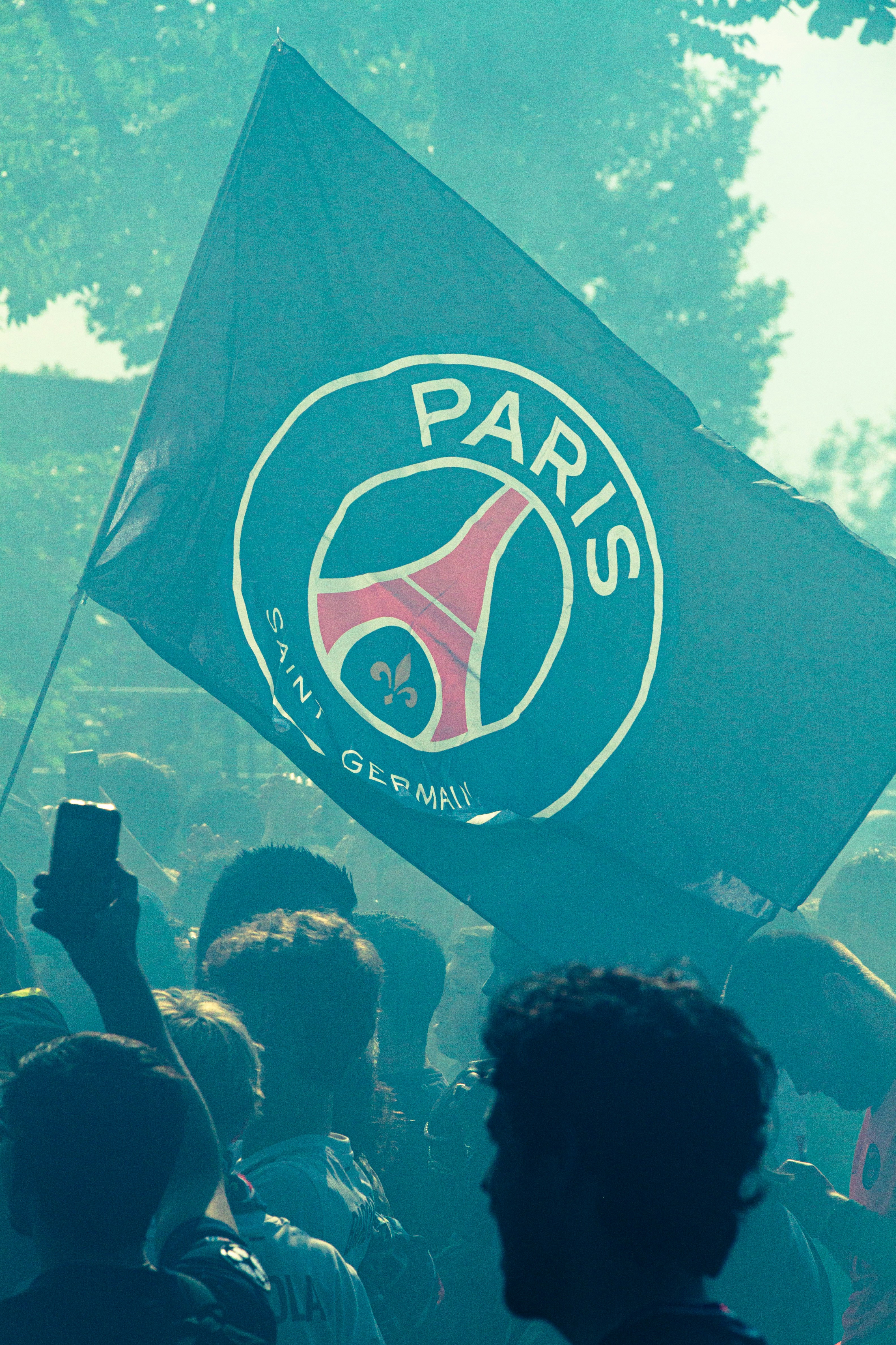 A psg flag waves proudly in the crowd. photo – Free Football Image on ...