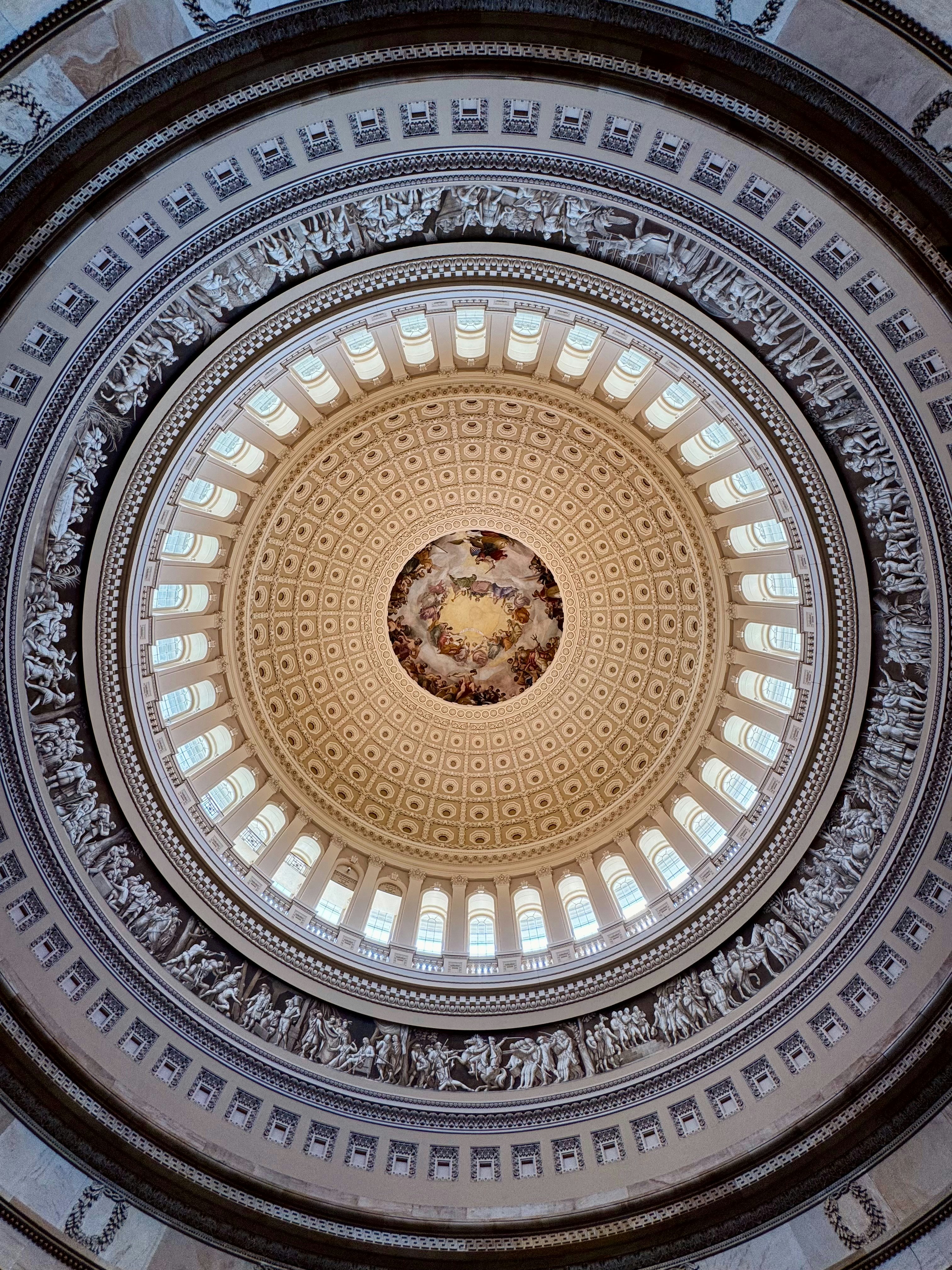 The u.s. capitol building's interior dome.