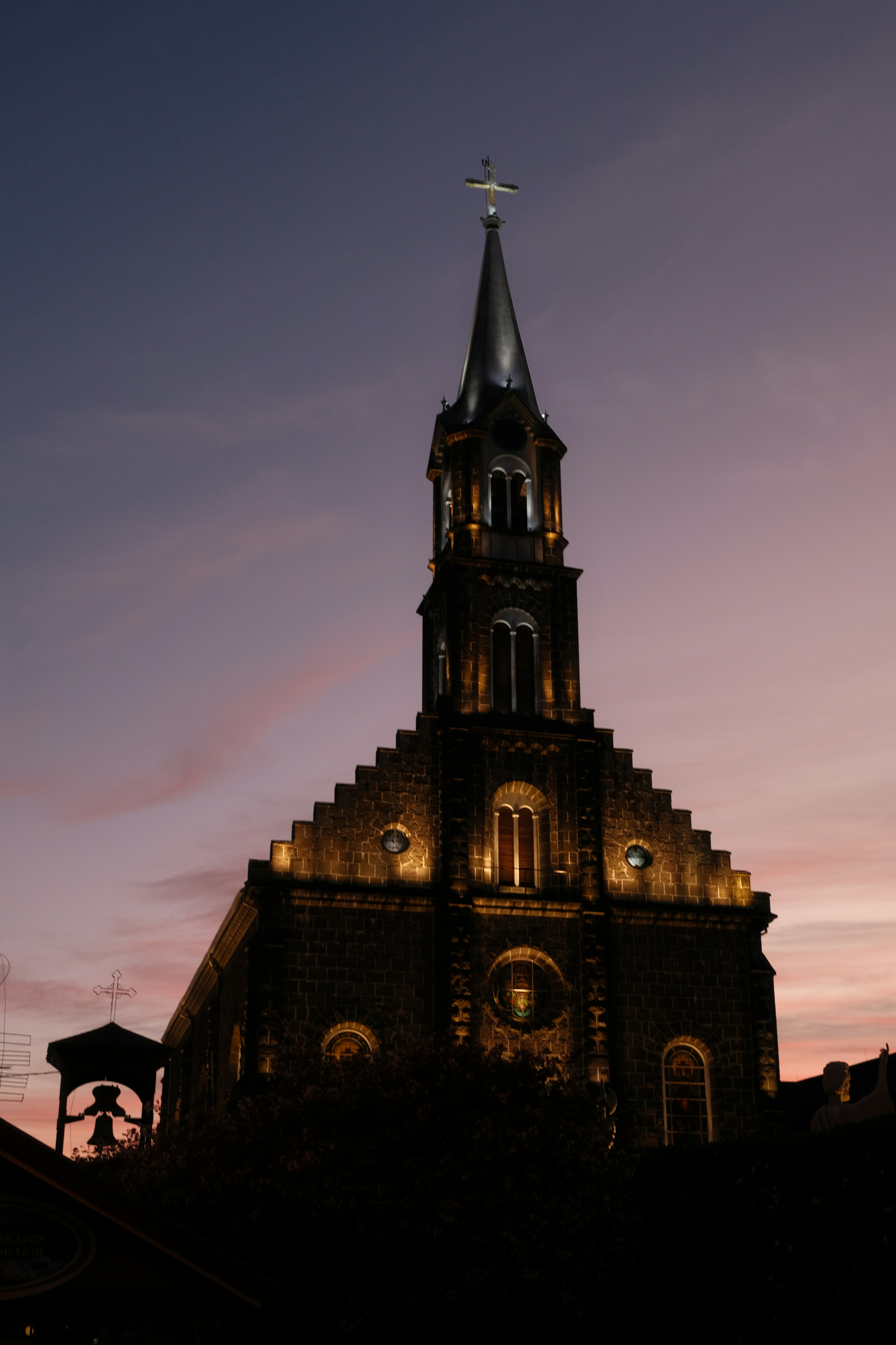 Catedral Gramado, RS. | A church lit up at sunset.