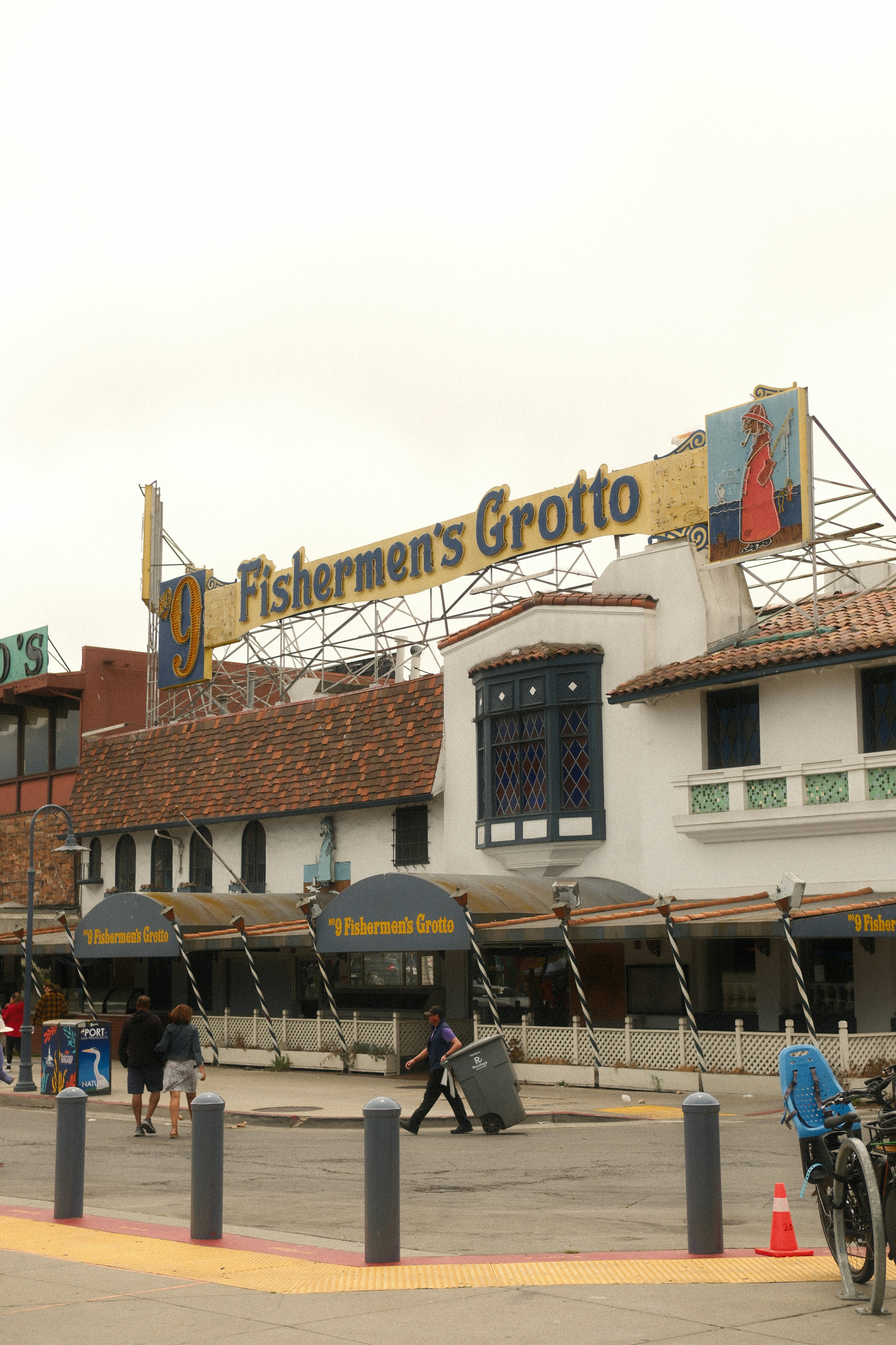 Fisherman's grotto restaurant sits along the street.