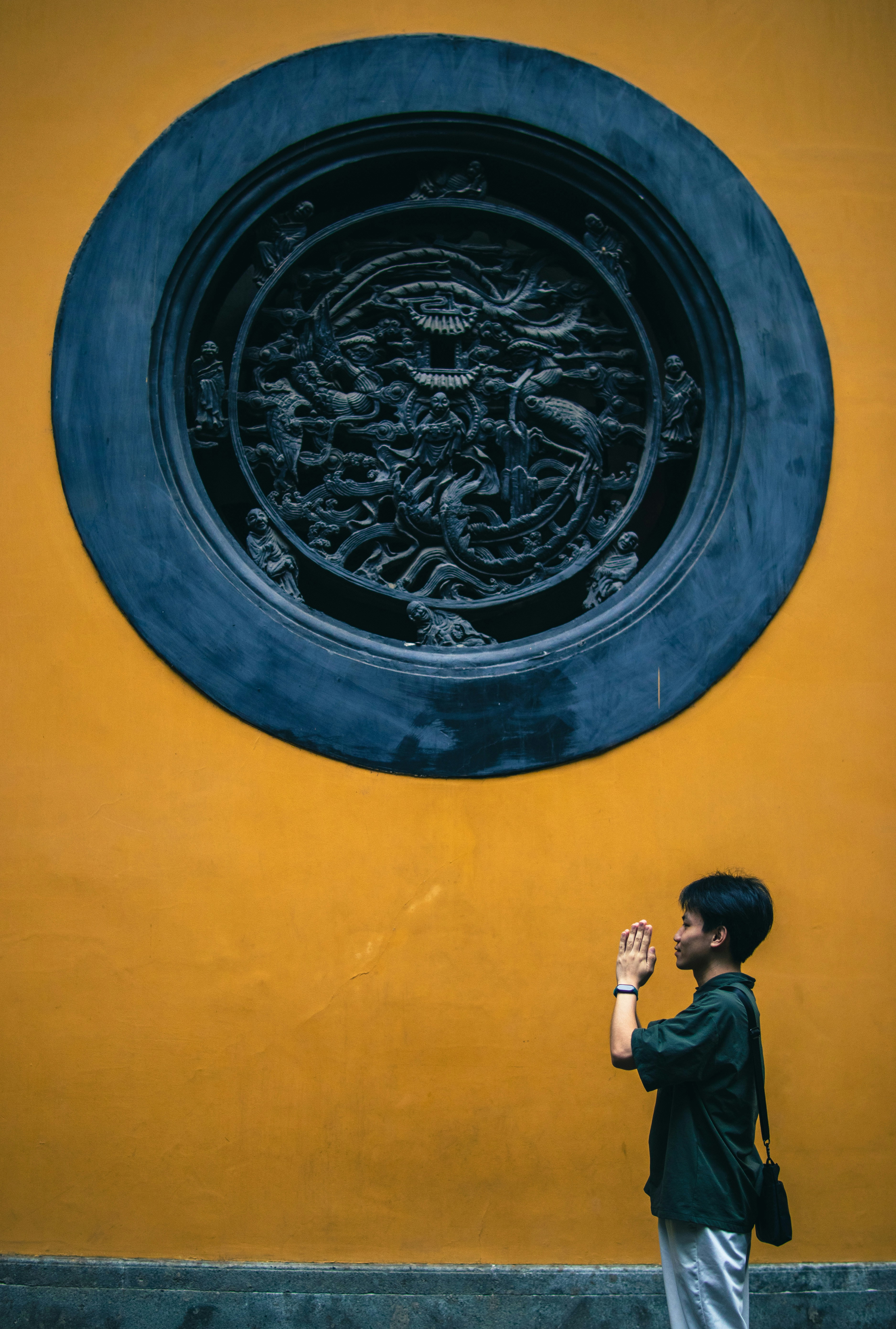 Harmony in Prayer Against a Vibrant Canvas
