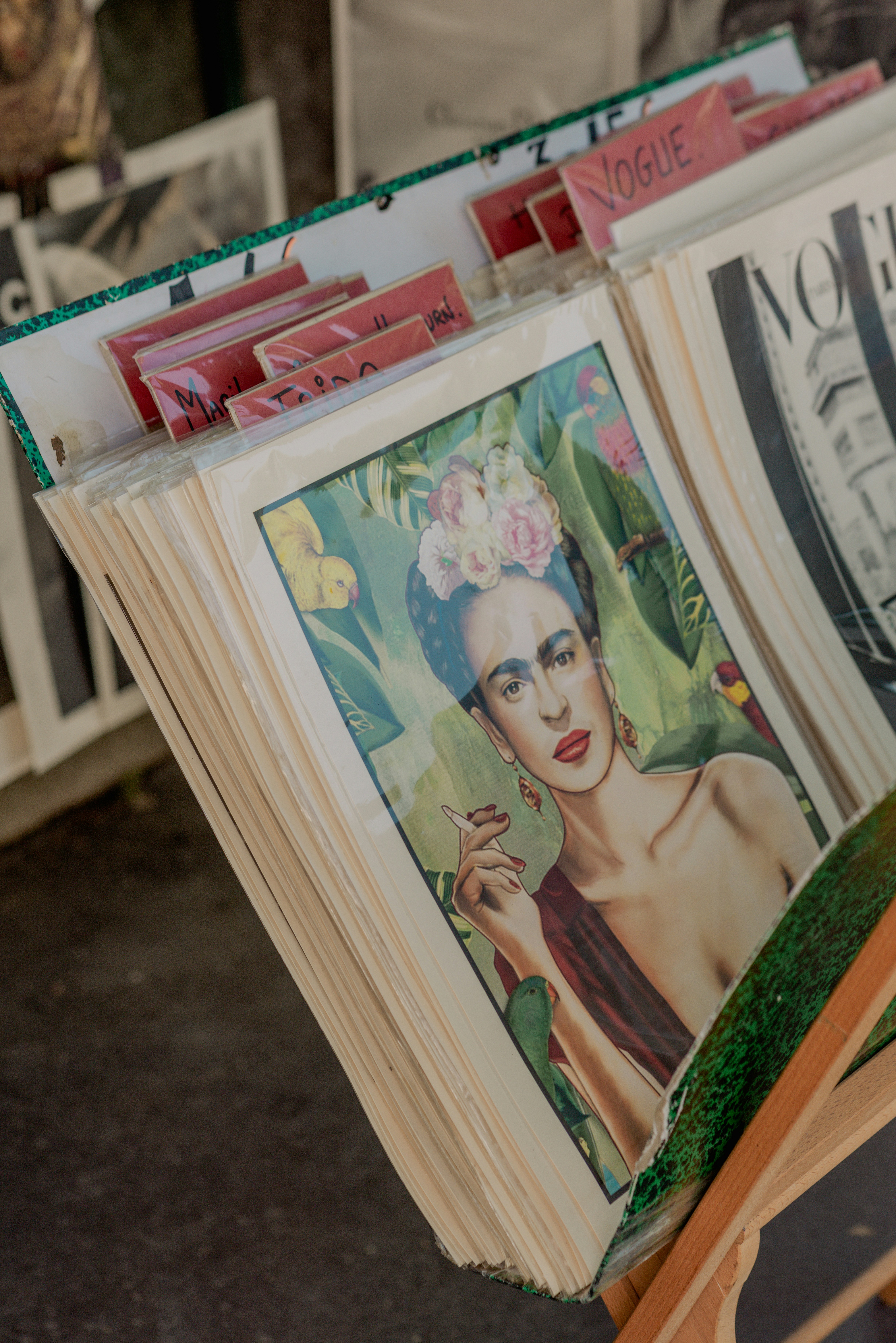 Frida kahlo art is on display.