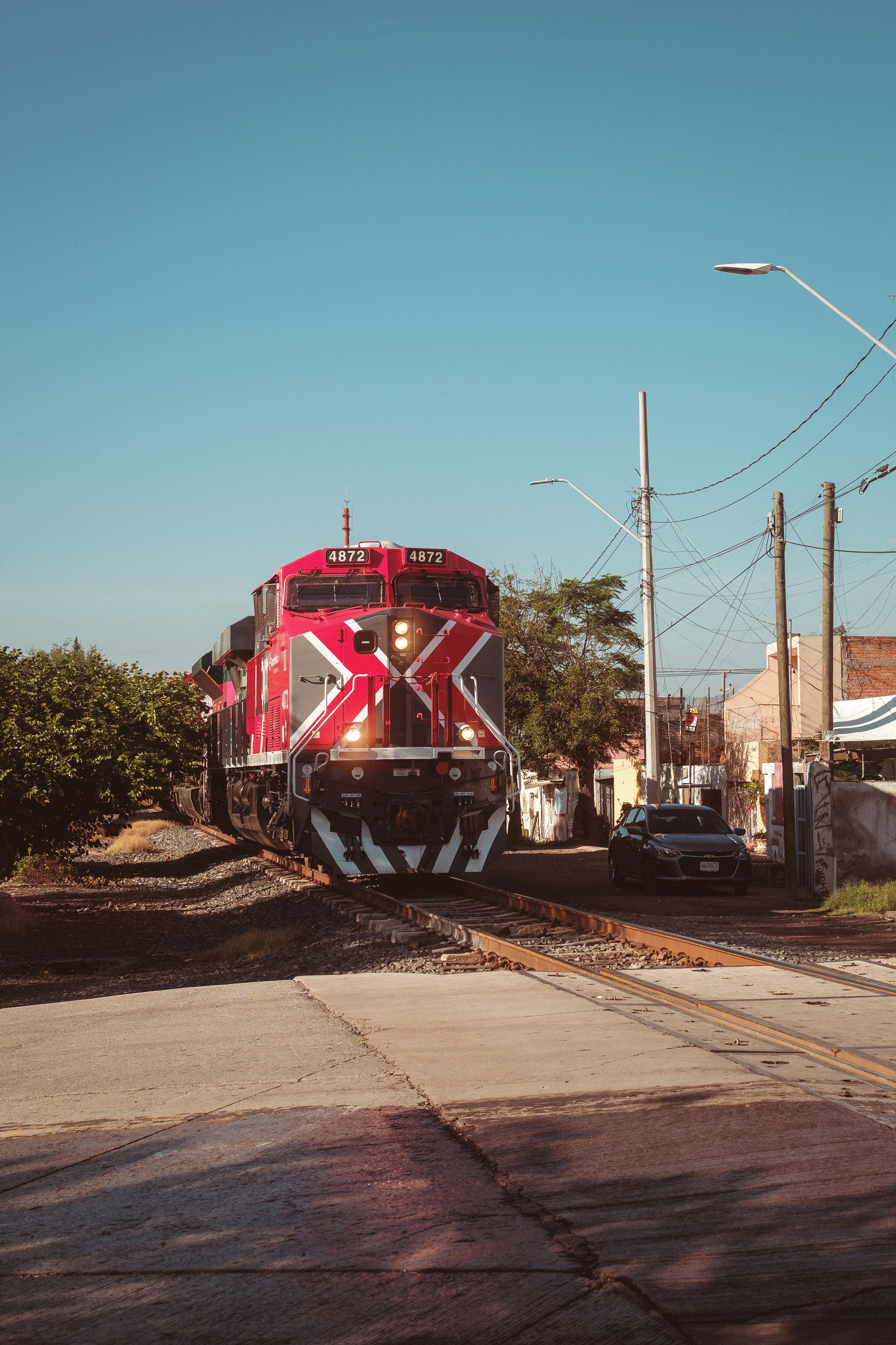 Vibrant Journey: The Bold Red Locomotive