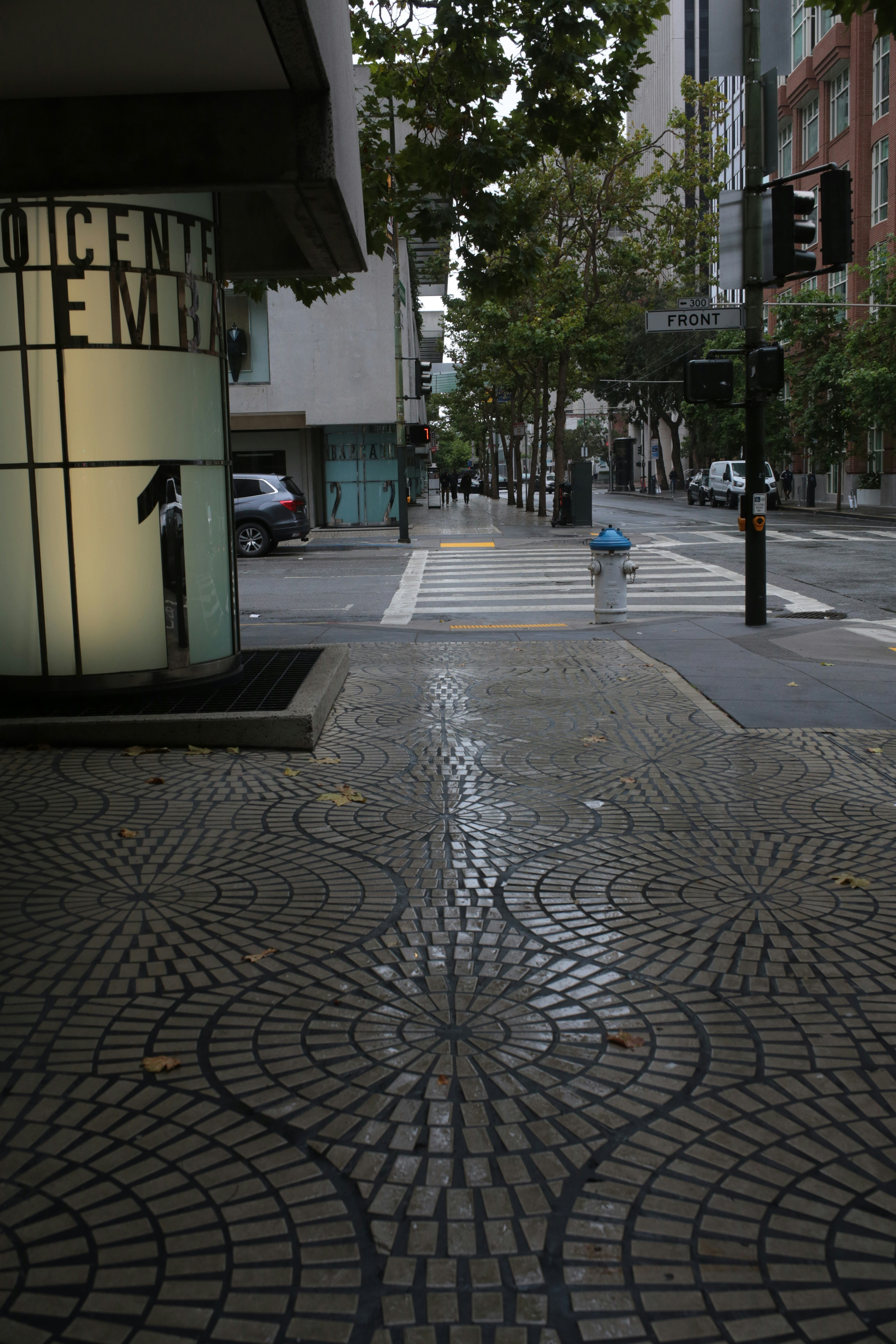 A rainy day on a city street.