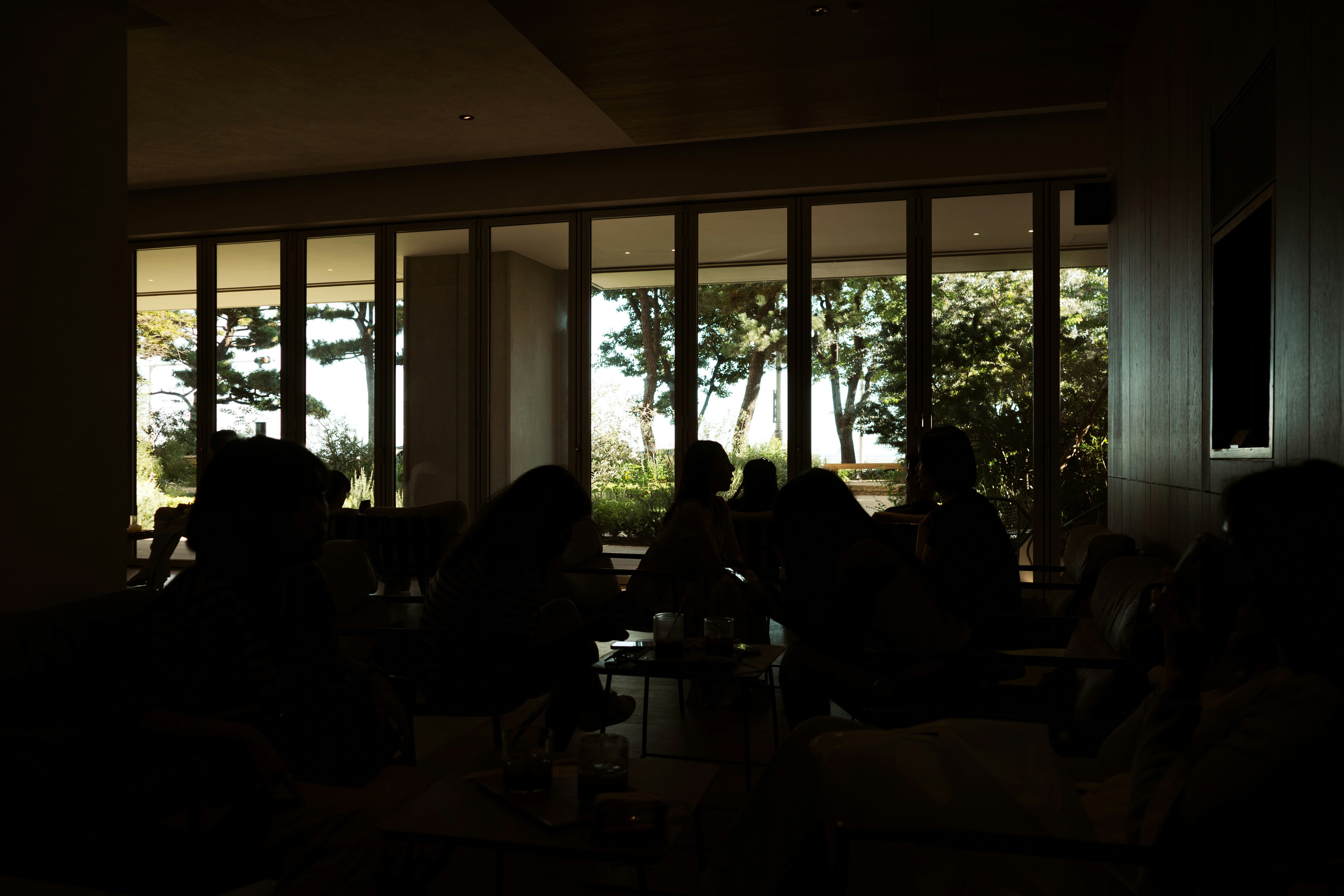 Silhouettes in Serenity: A Café's Quiet Moment