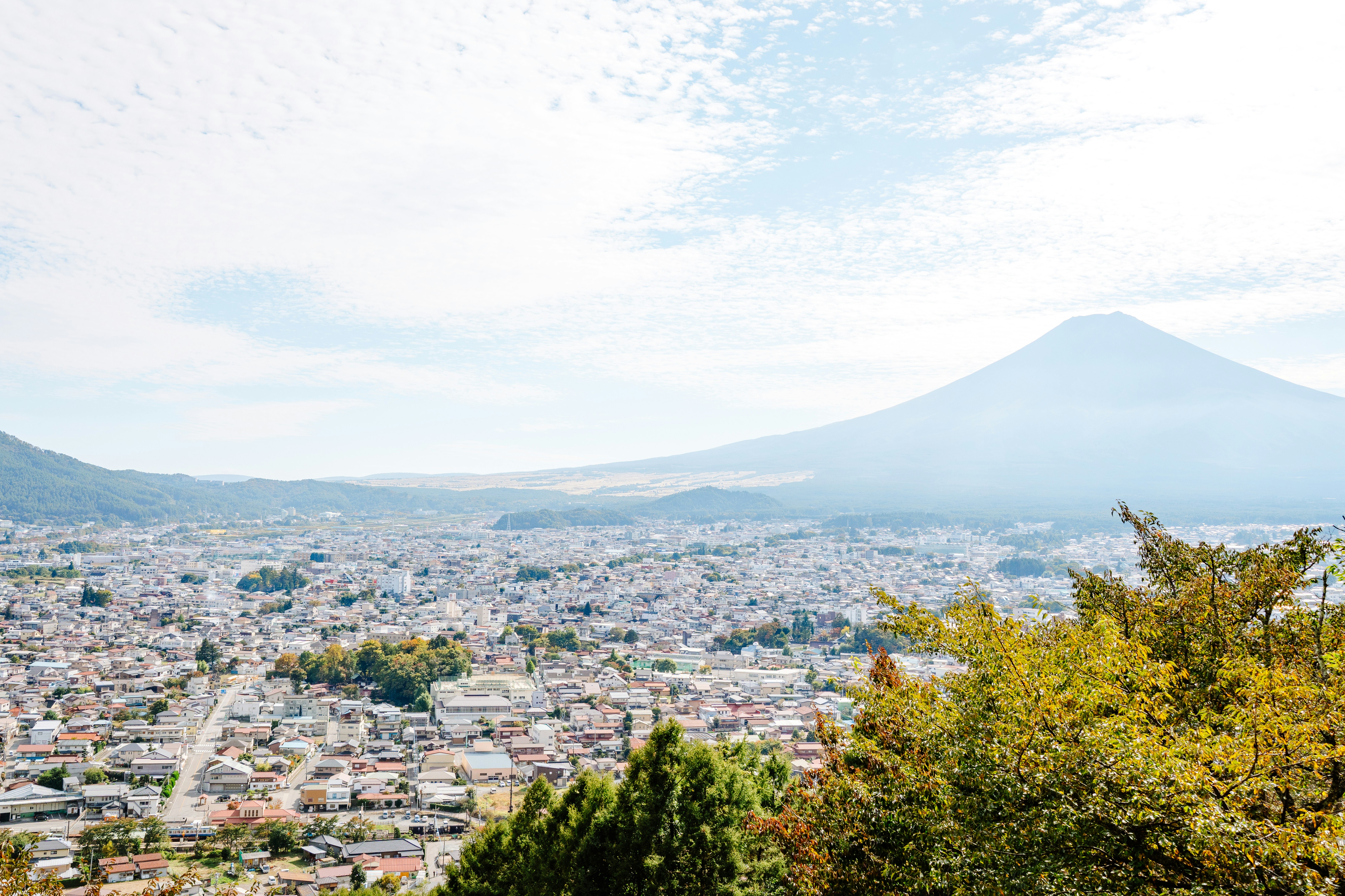 Cityscape with mount fuji in the background.