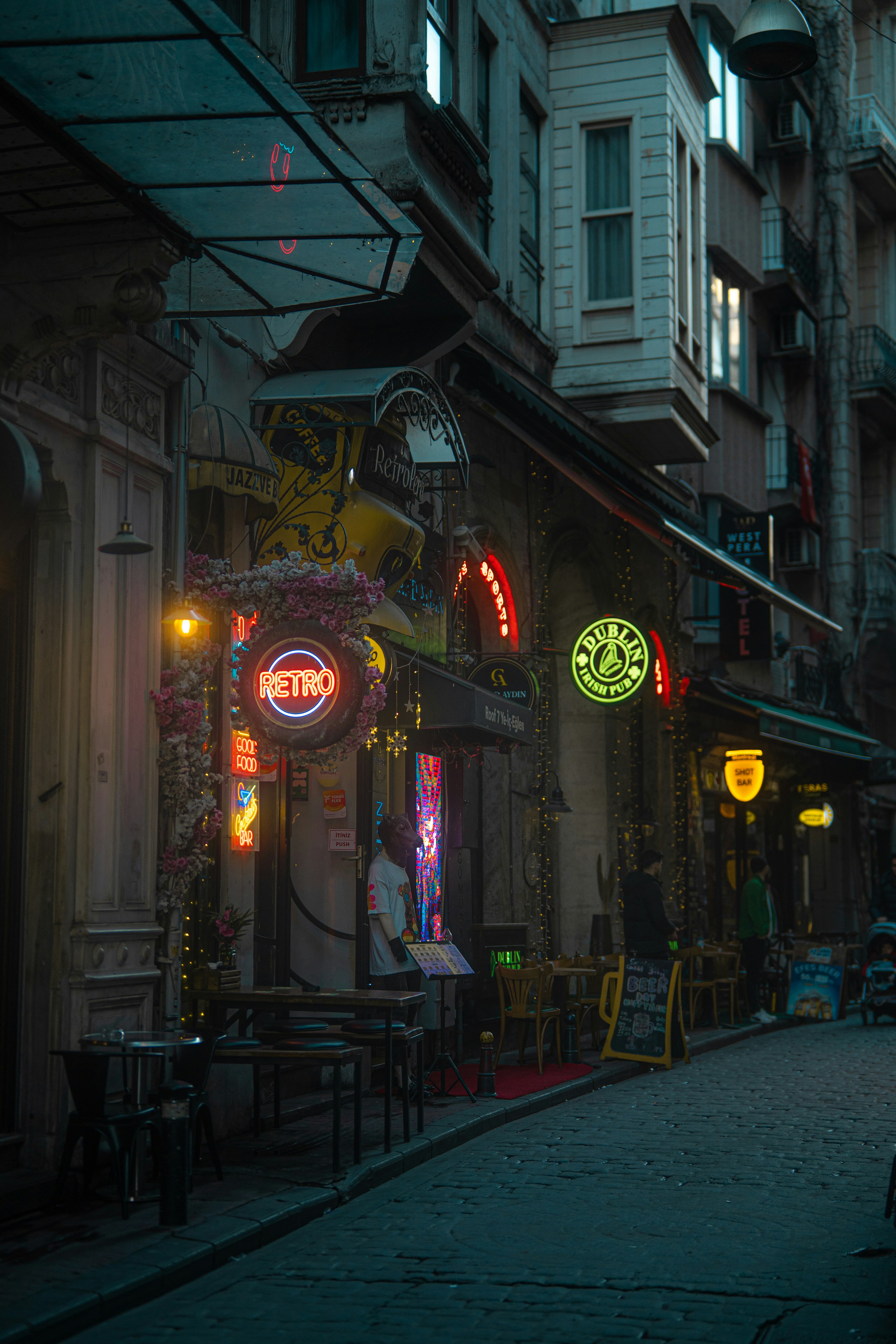 Neon Echoes in a Twilight Alley