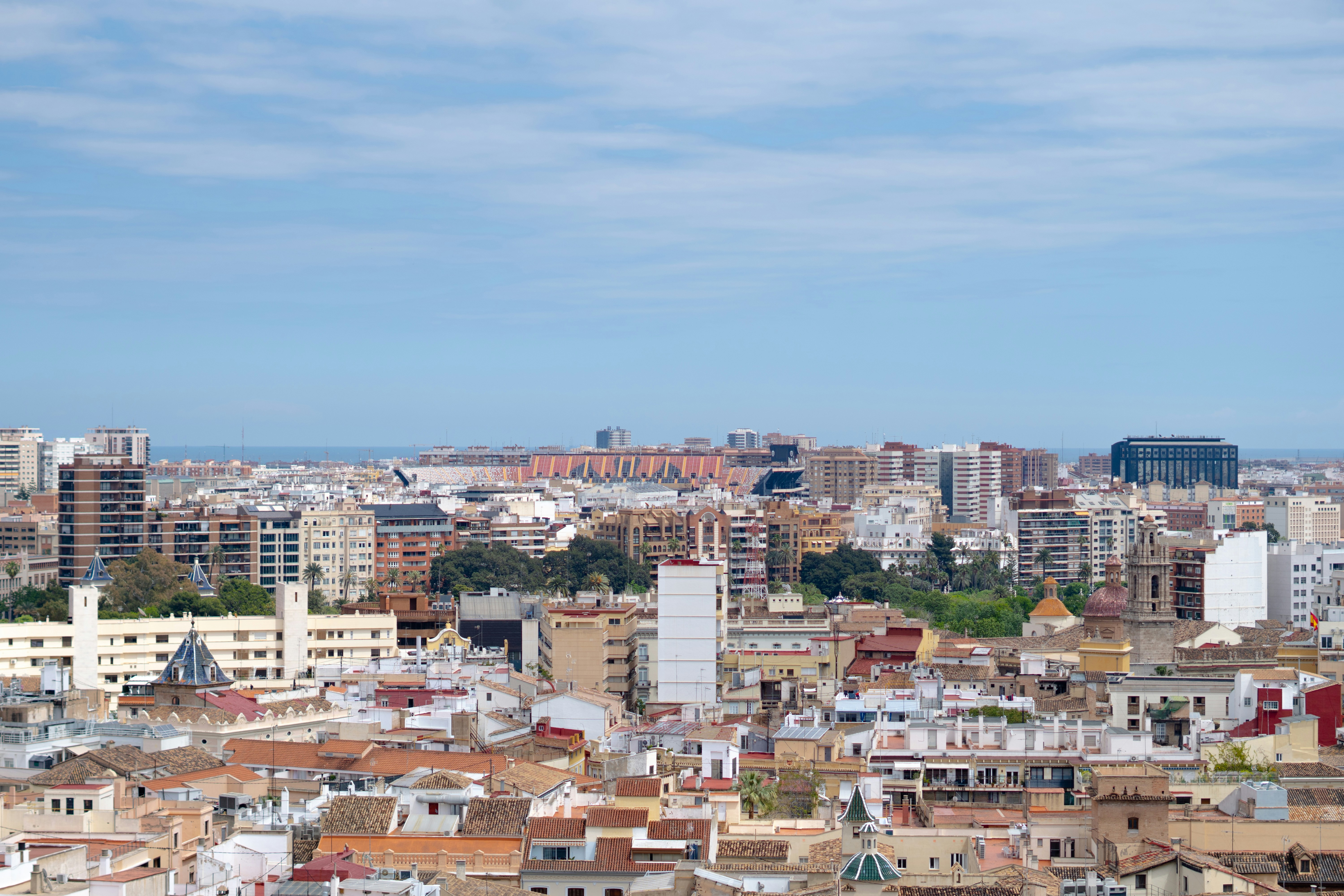A panoramic view of a cityscape.