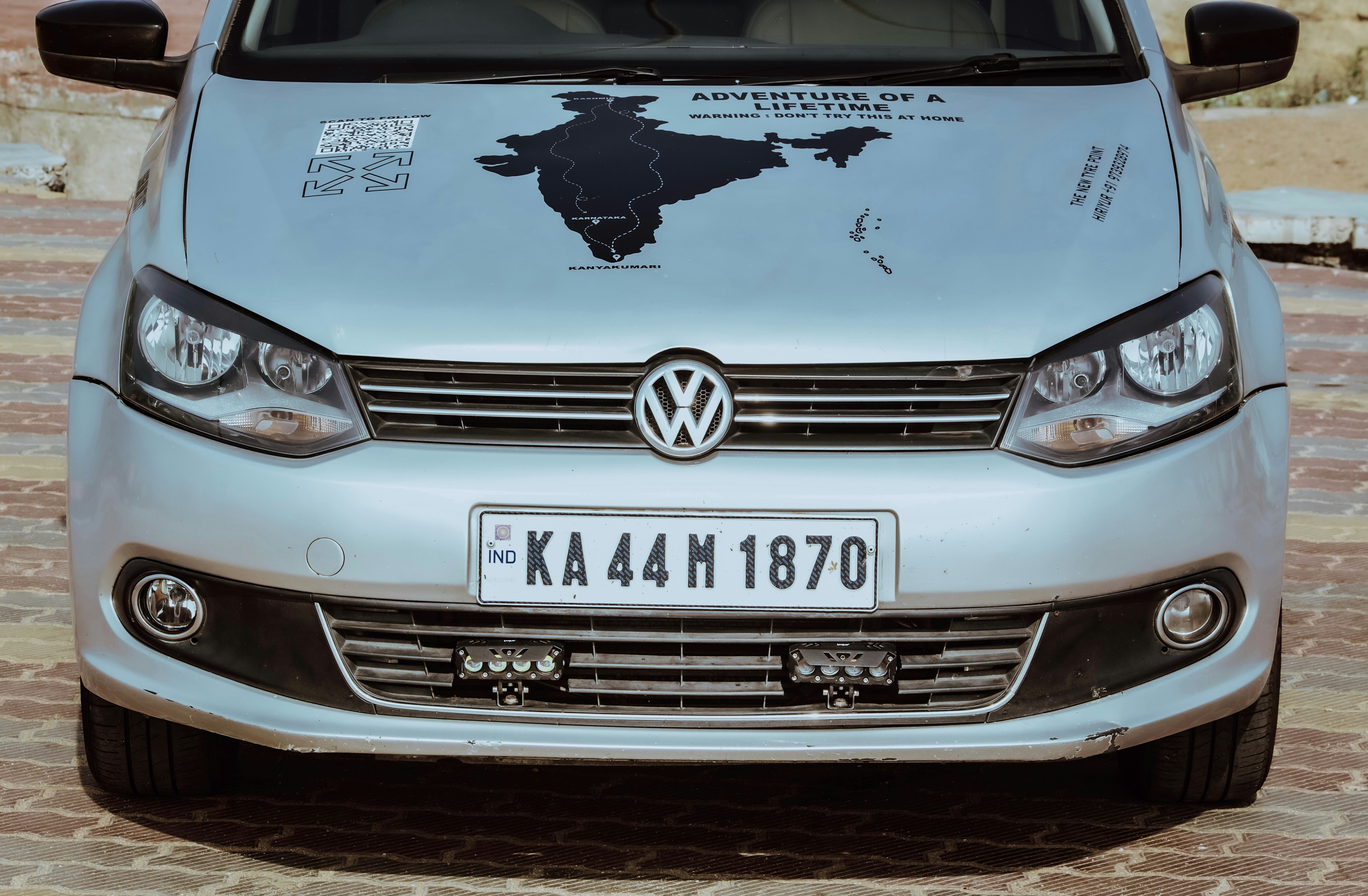 Hood Atlas: A Volkswagen Front View Adorned with India's Map