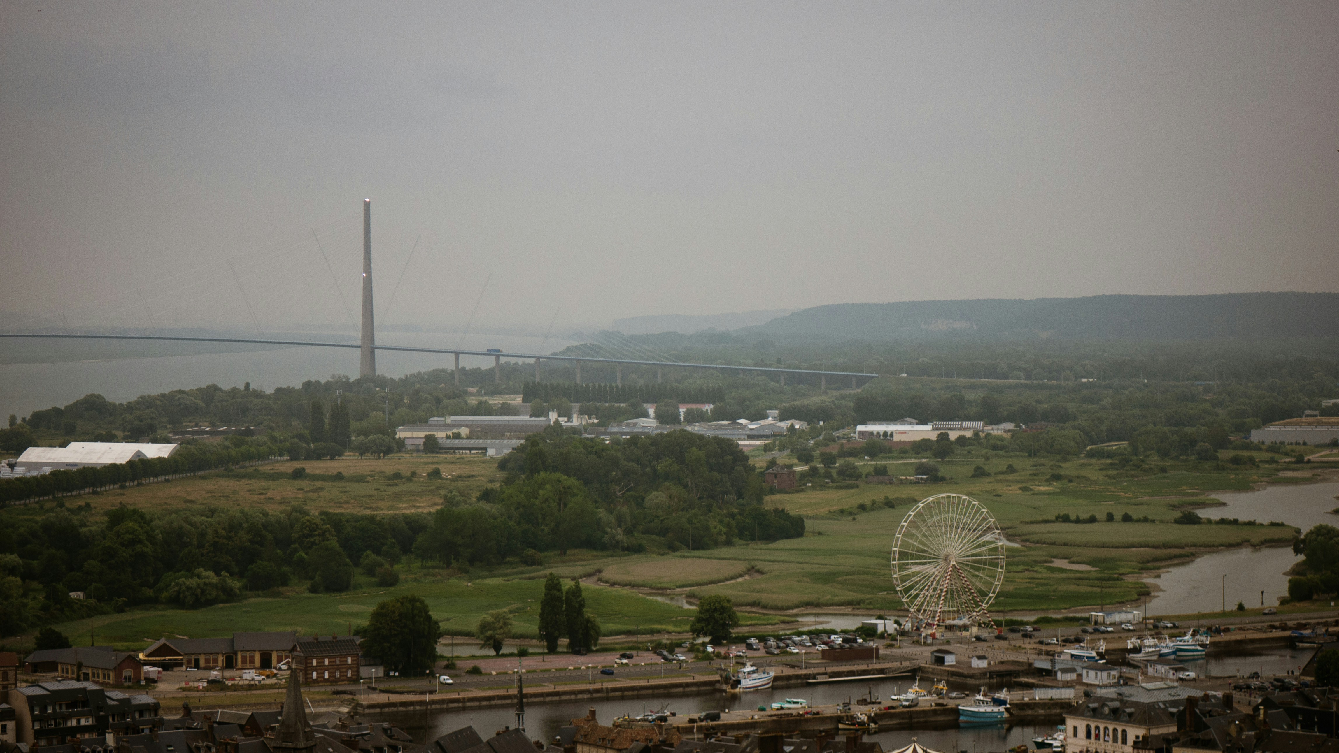Urban Serenity: A Ferris Wheel Amidst Nature's Embrace