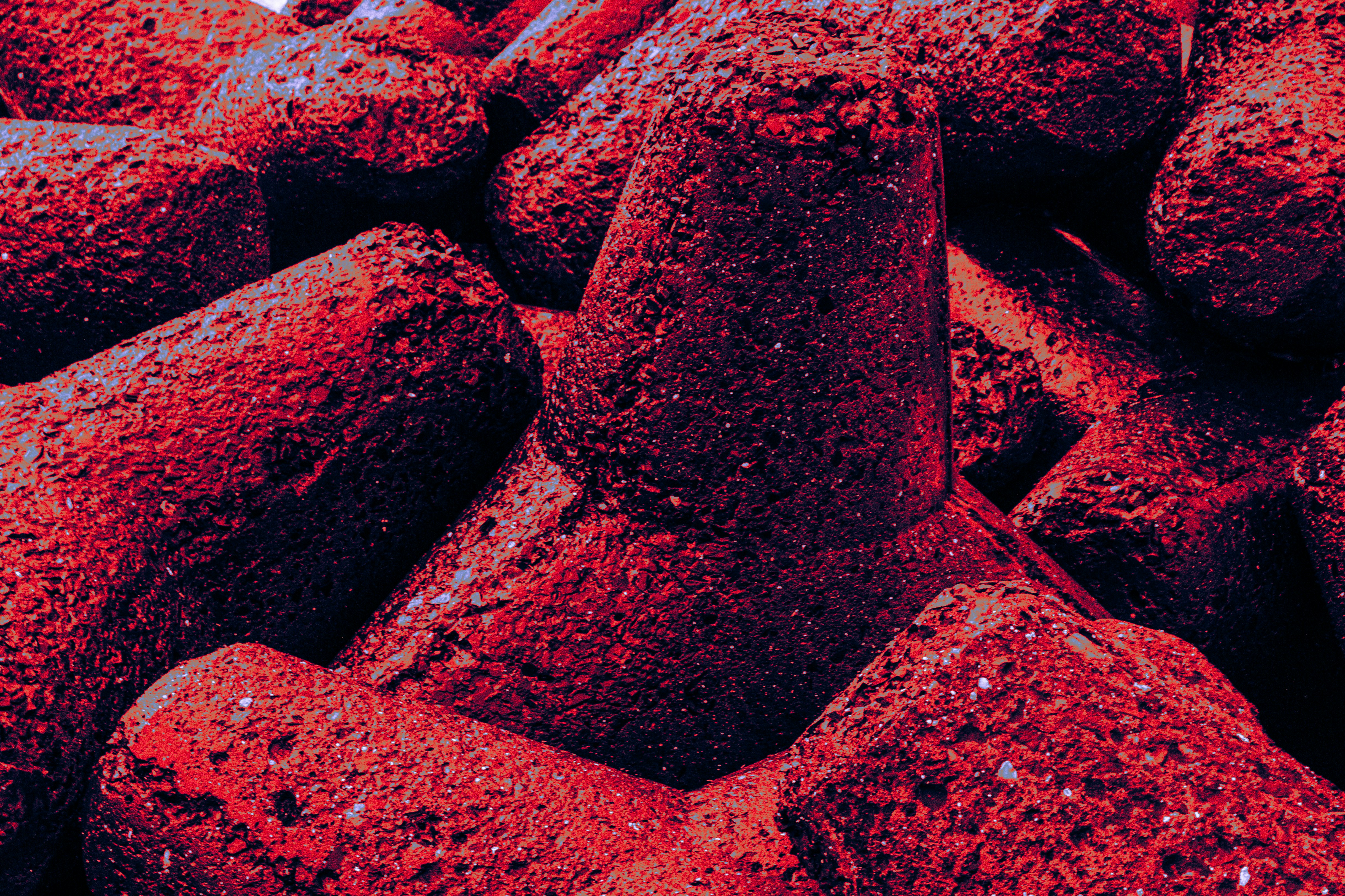 Crimson Cones: A Textured Exploration of Form