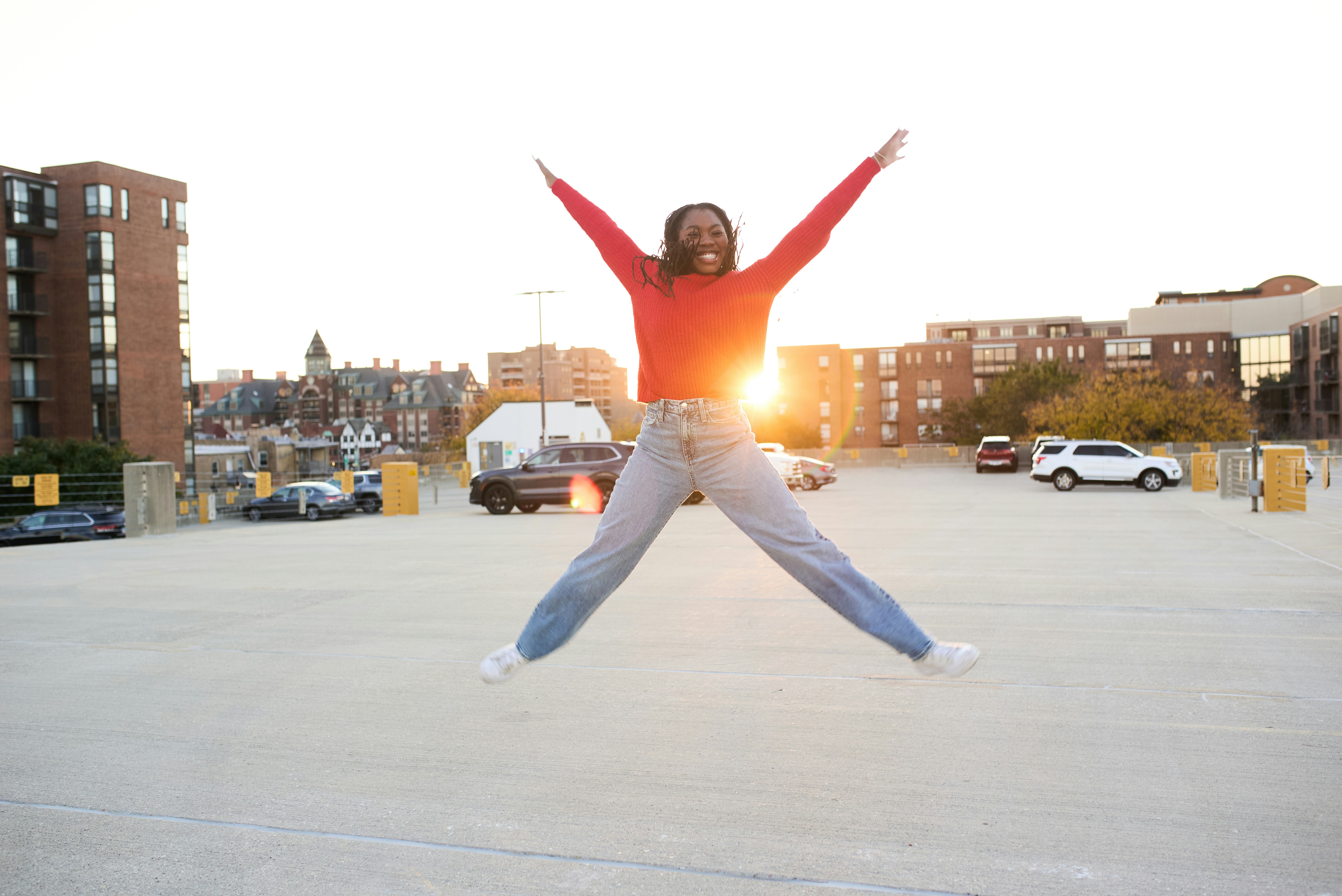 Joyful Leap at Sunset