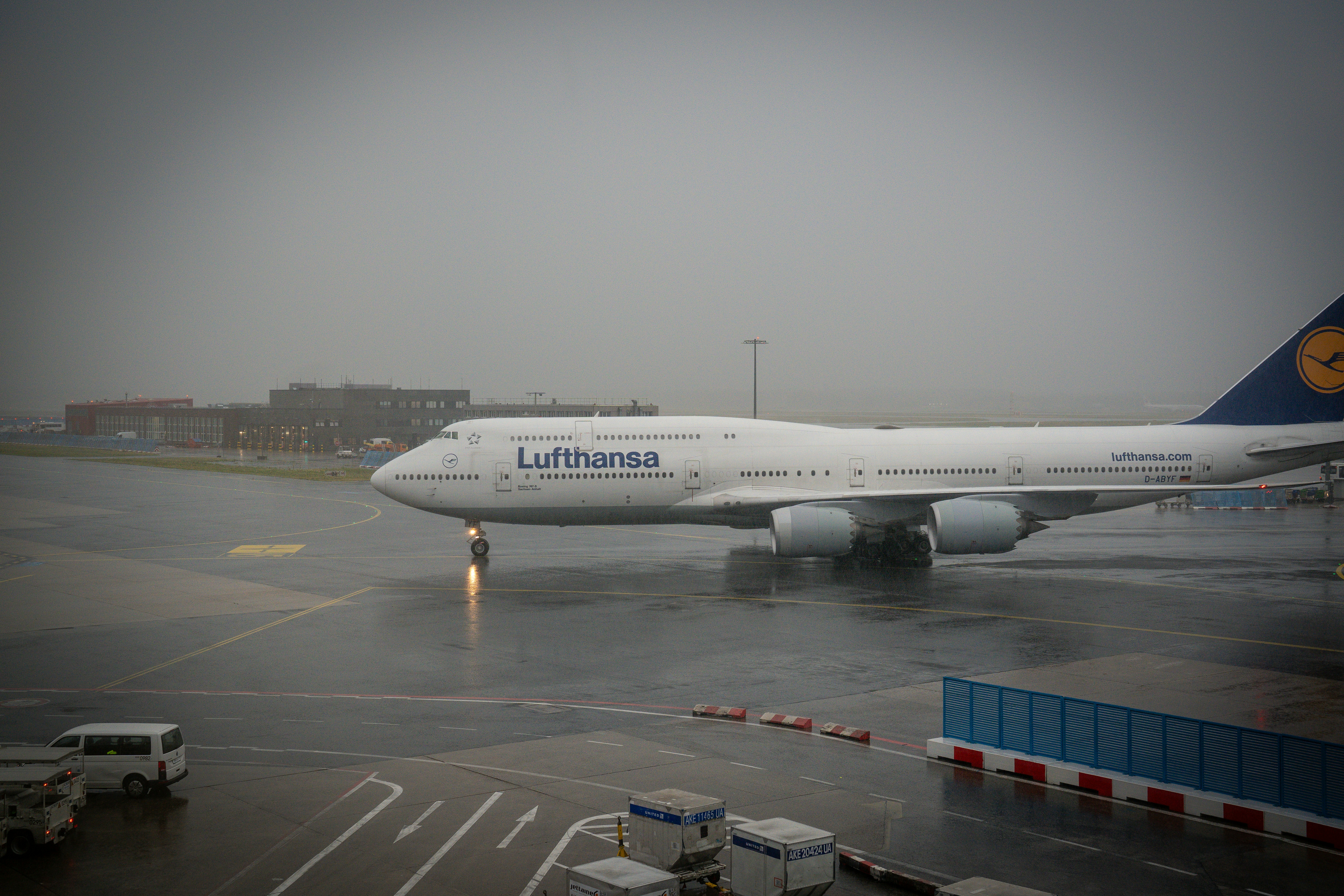 A Giant in the Rain: Lufthansa's Majestic Departure