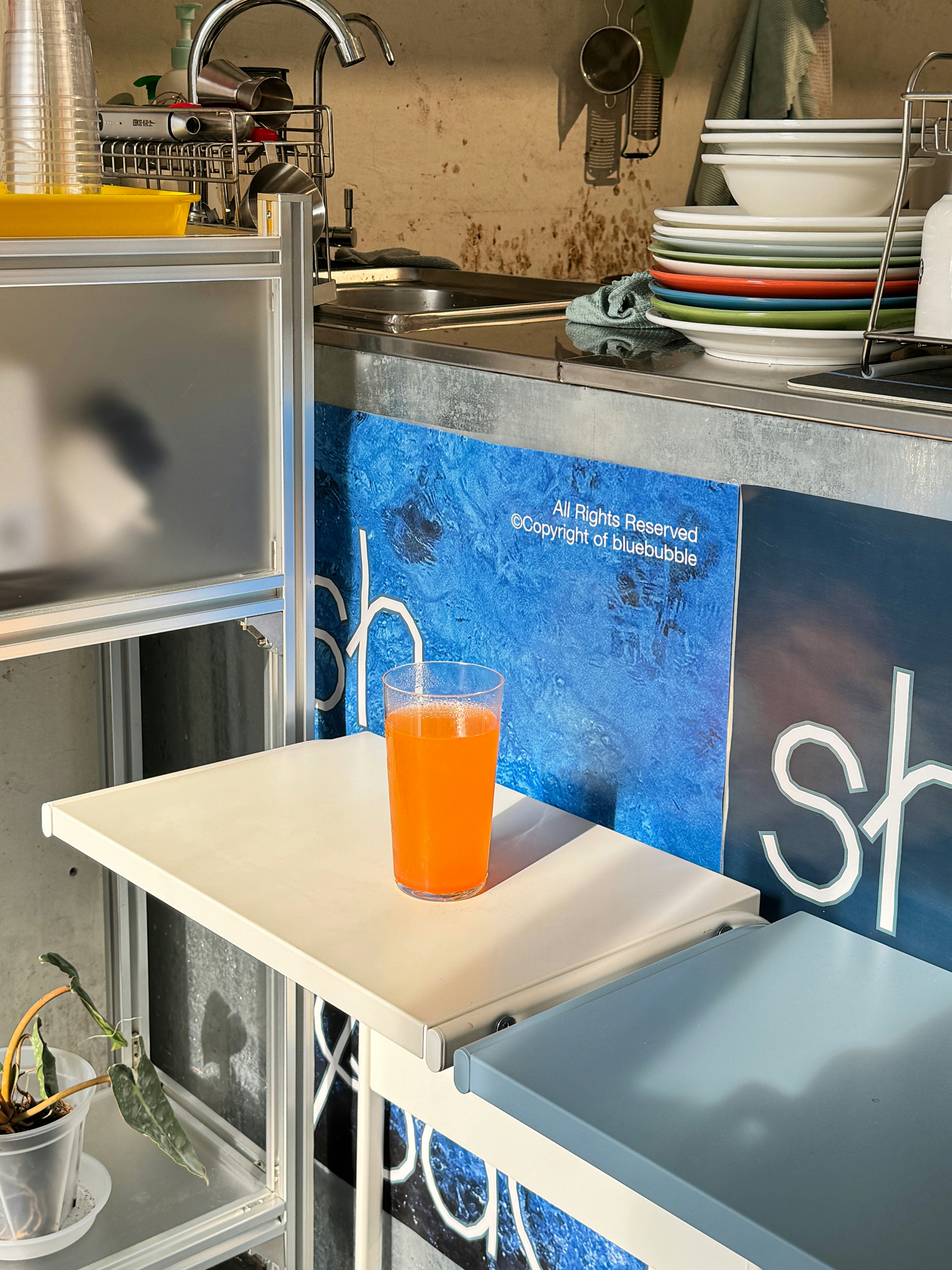 Vibrant Refreshment Amidst Minimalist Surroundings