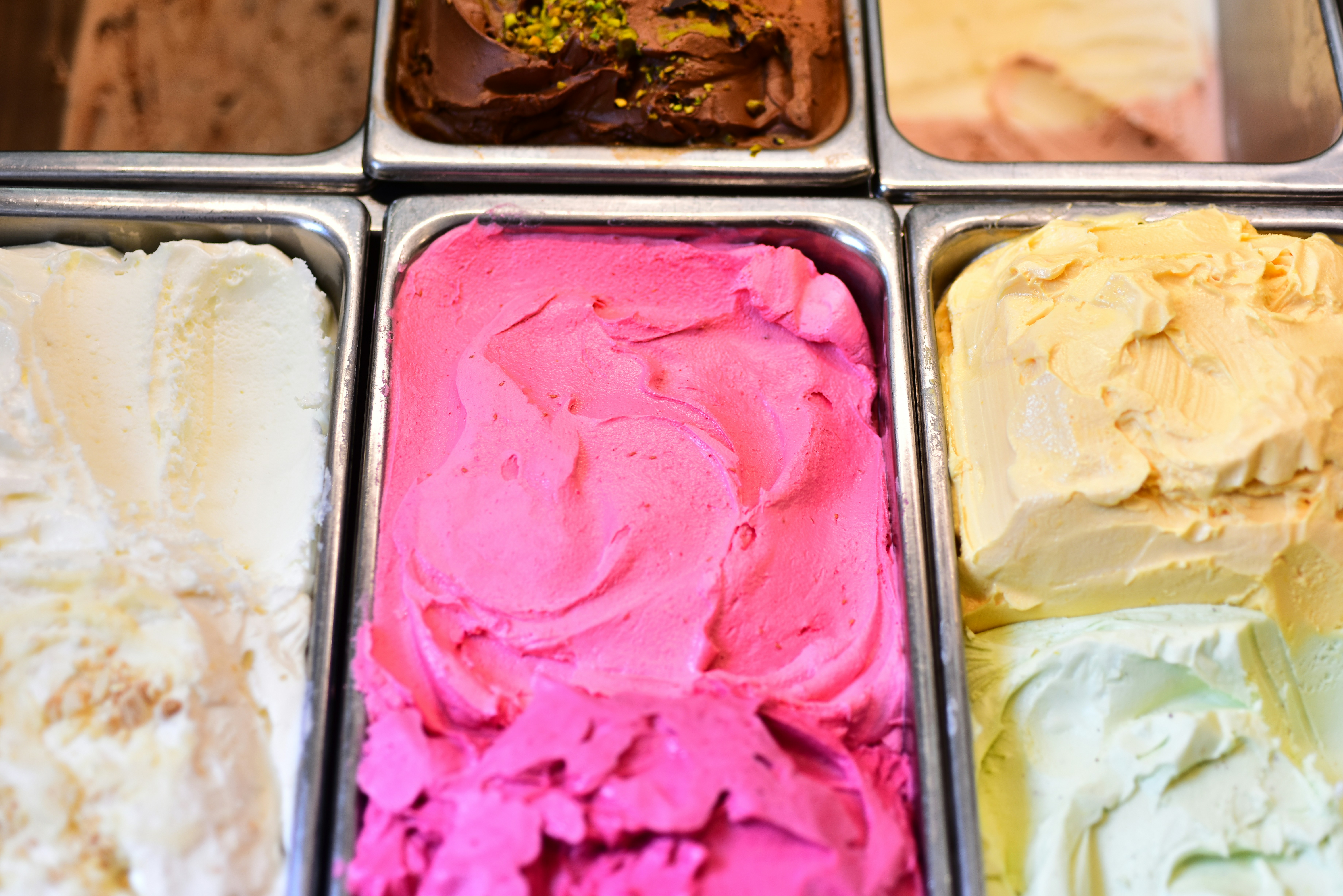 Colorful ice cream is displayed in trays. photo – Free Ice cream Image ...