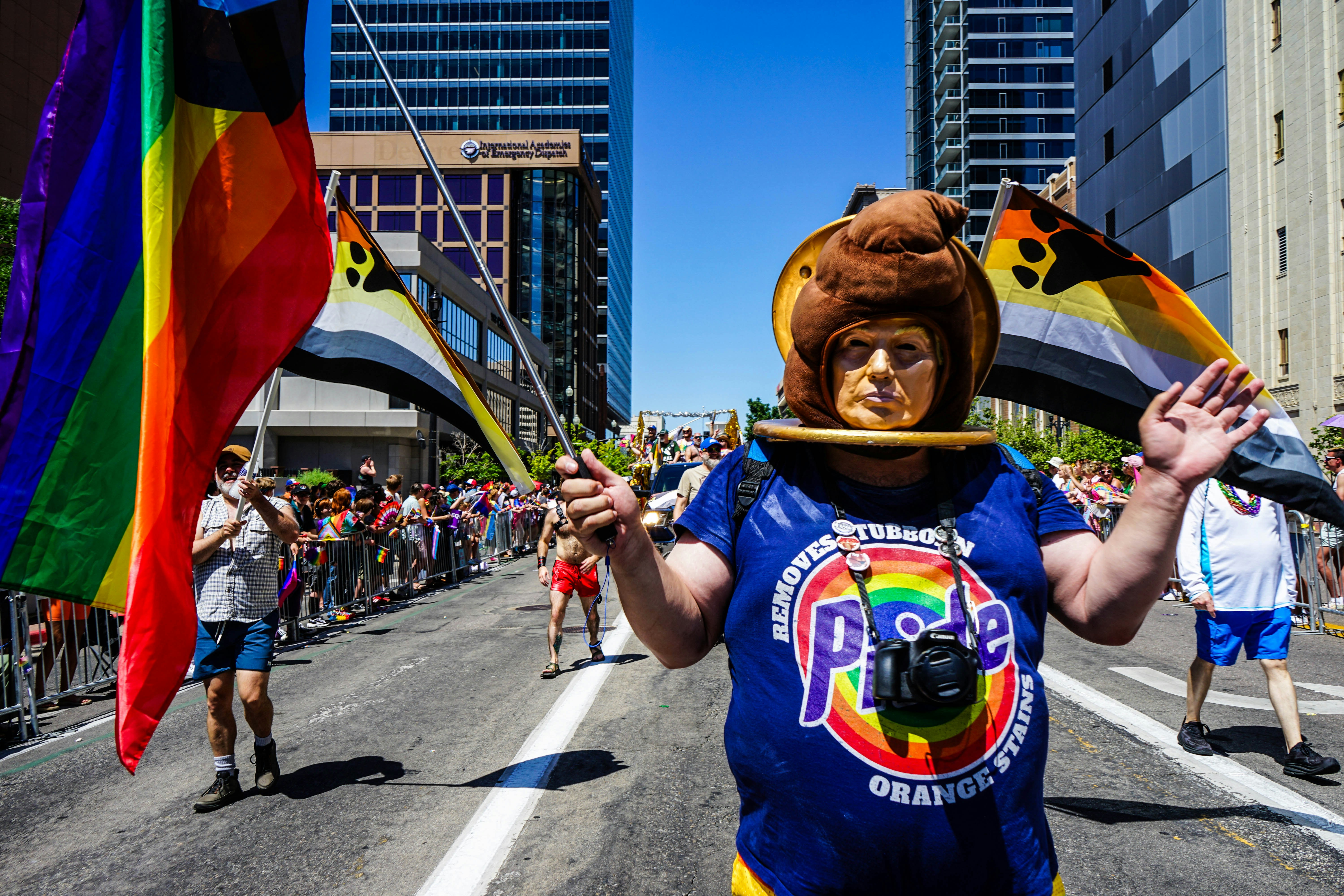 A person in costume celebrates at a pride parade. photo – Free Man ...