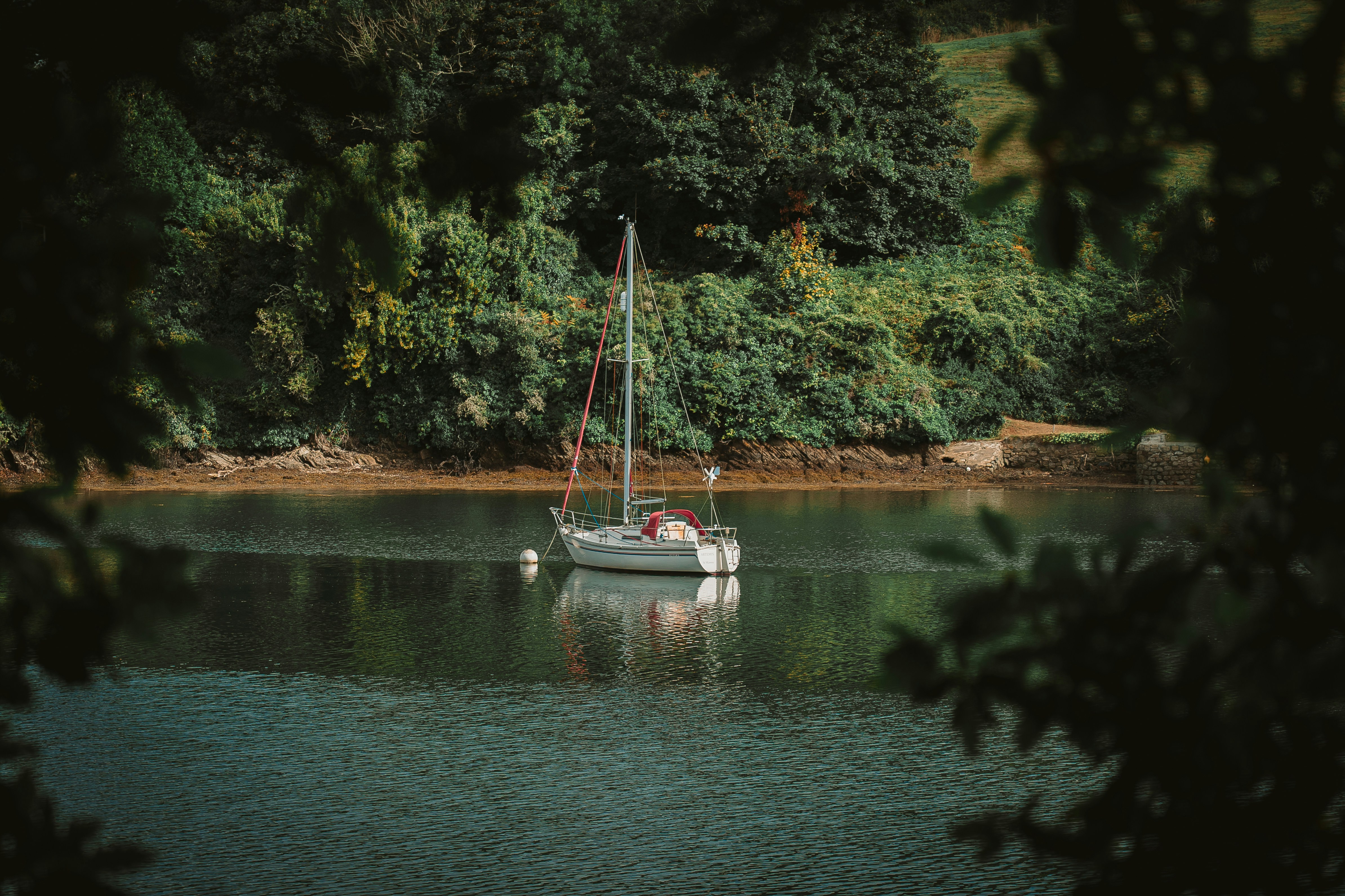 Serenity on Still Waters: A Sailboat's Respite