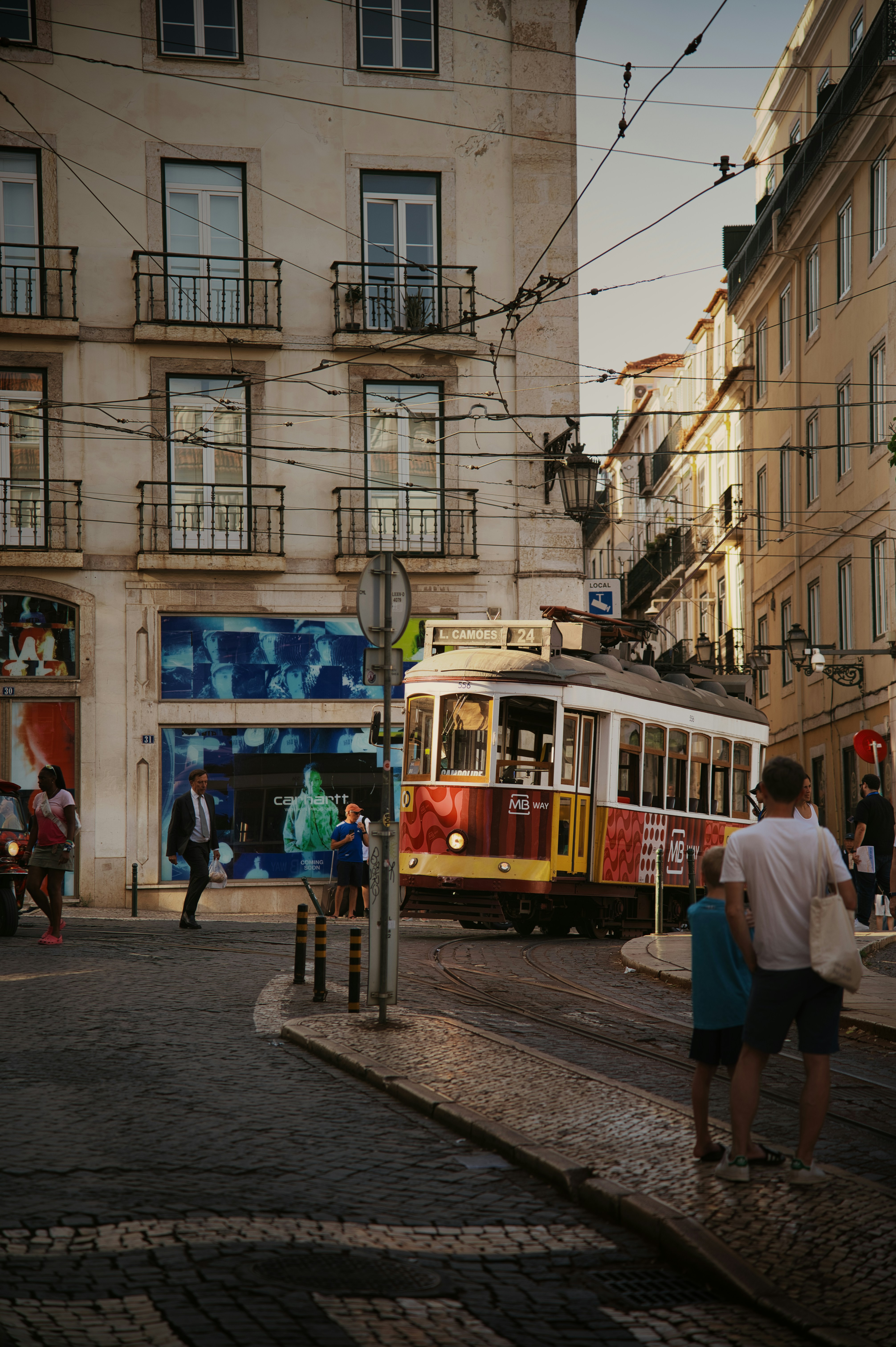 Urban Rhythm: The Dance of Tram and Pedestrian