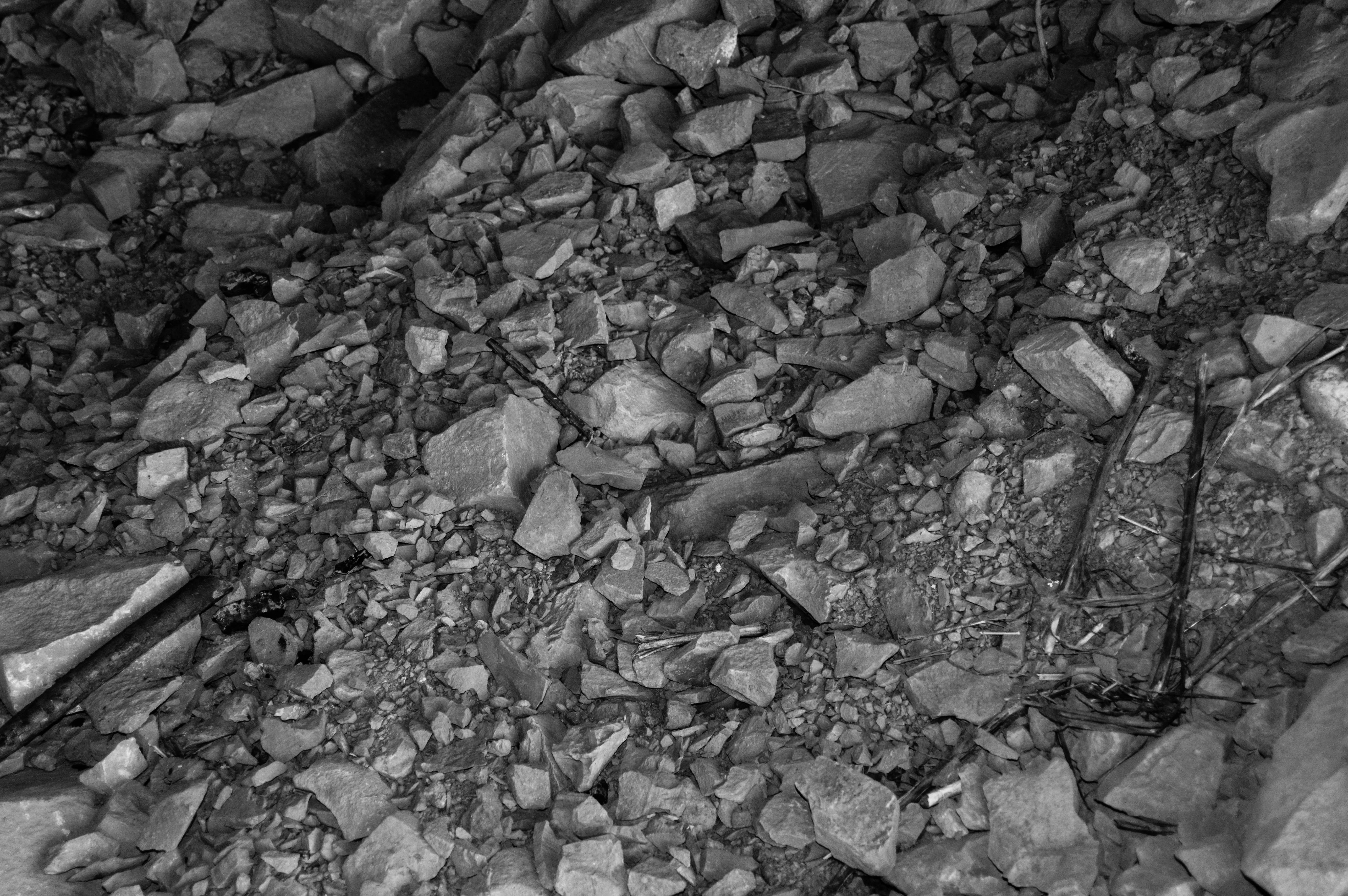 A pile of rocks and debris.