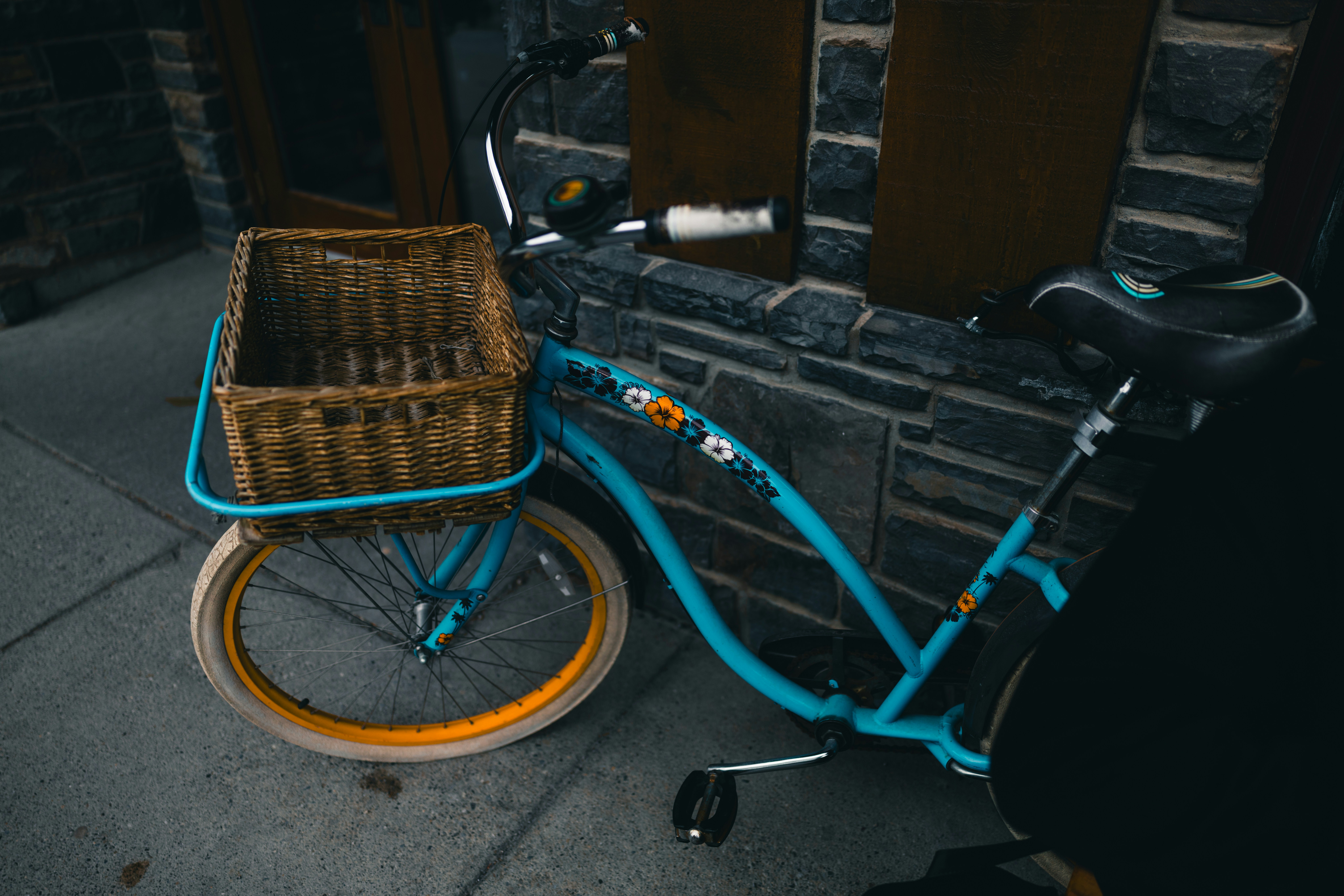 Urban Charm: The Blue Bicycle with a Basket