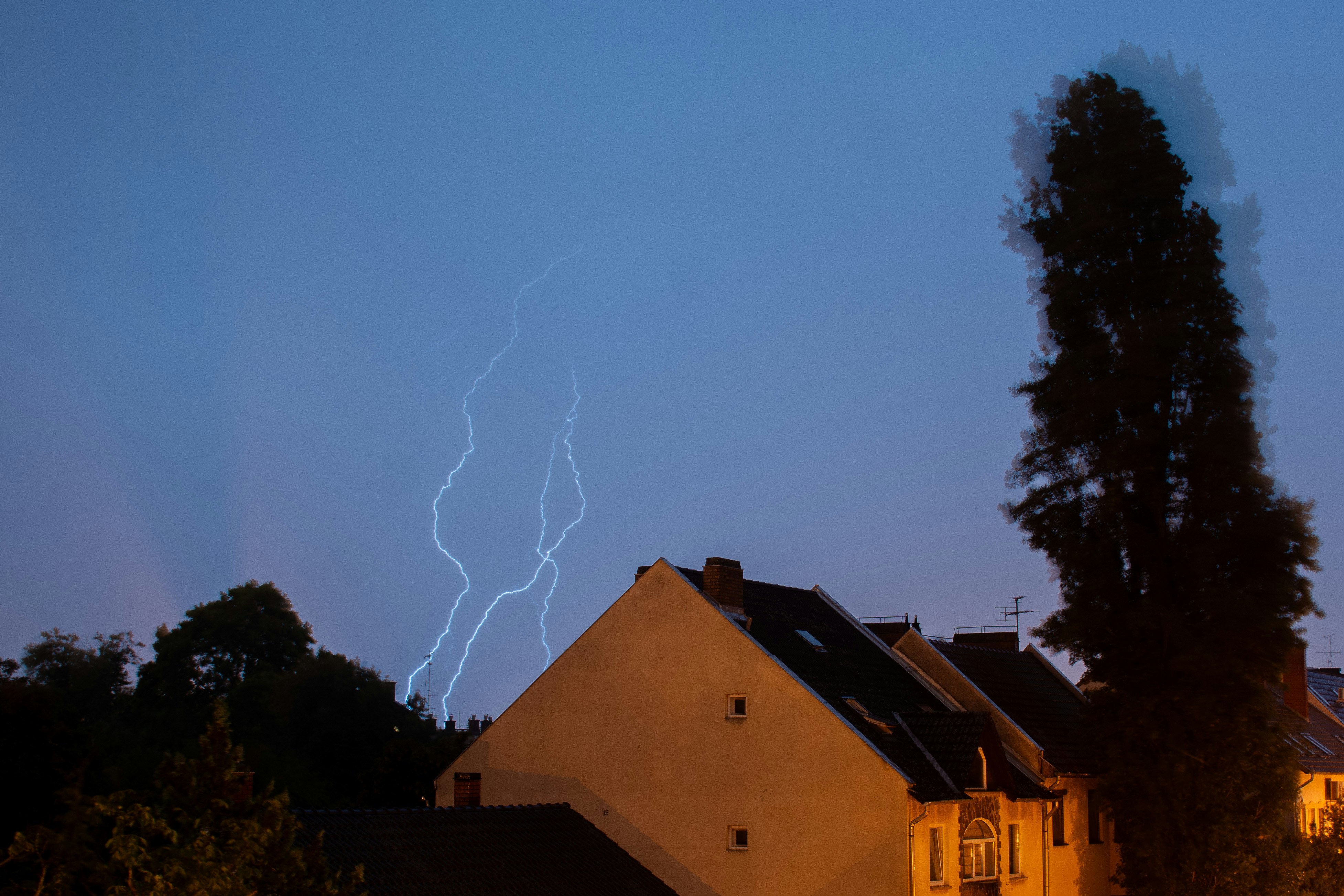 lightning storm | Lightning flashes in the night sky.