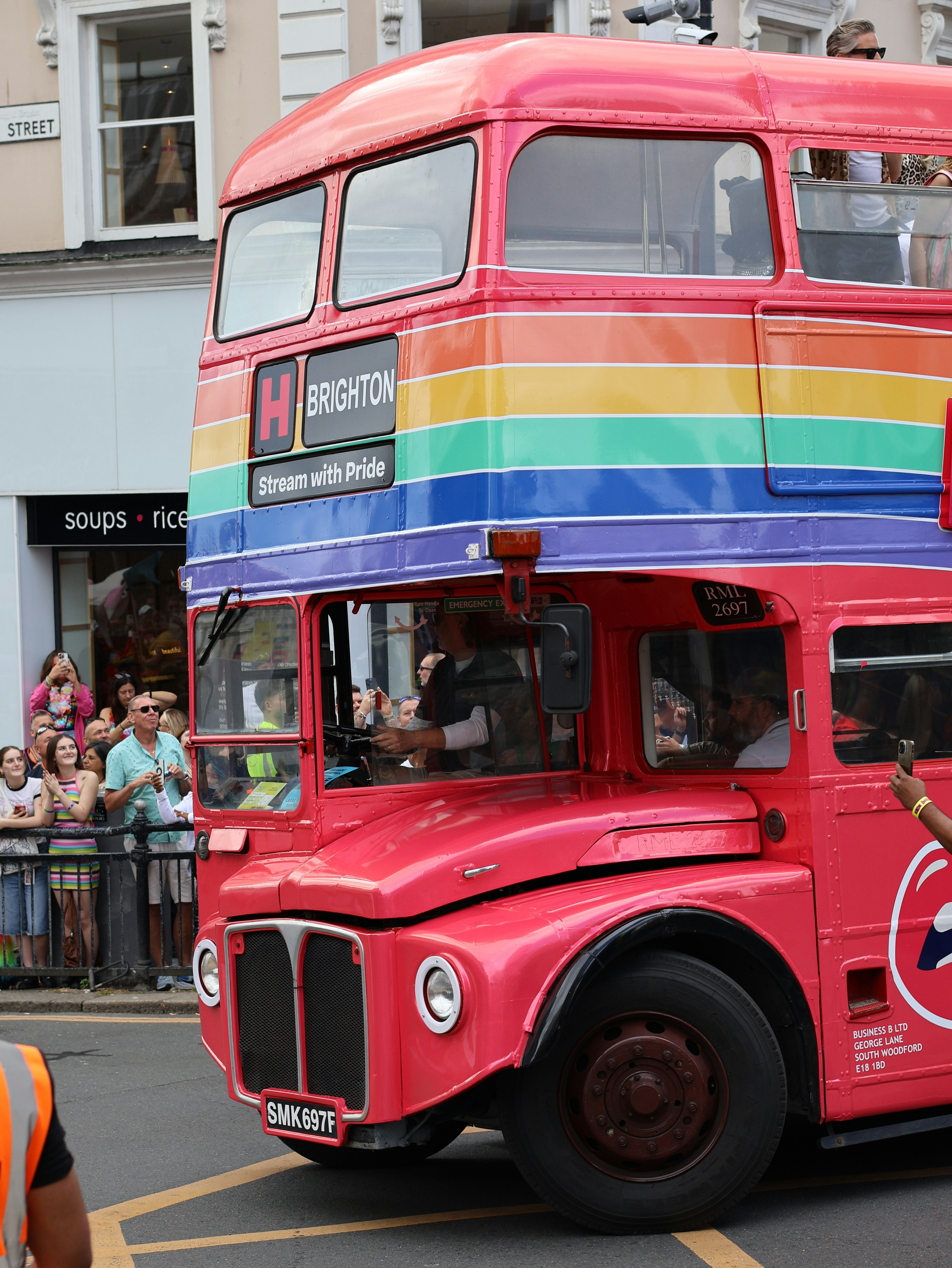Rainbow-Road Regent: A Pride Parade Lip of London in Red