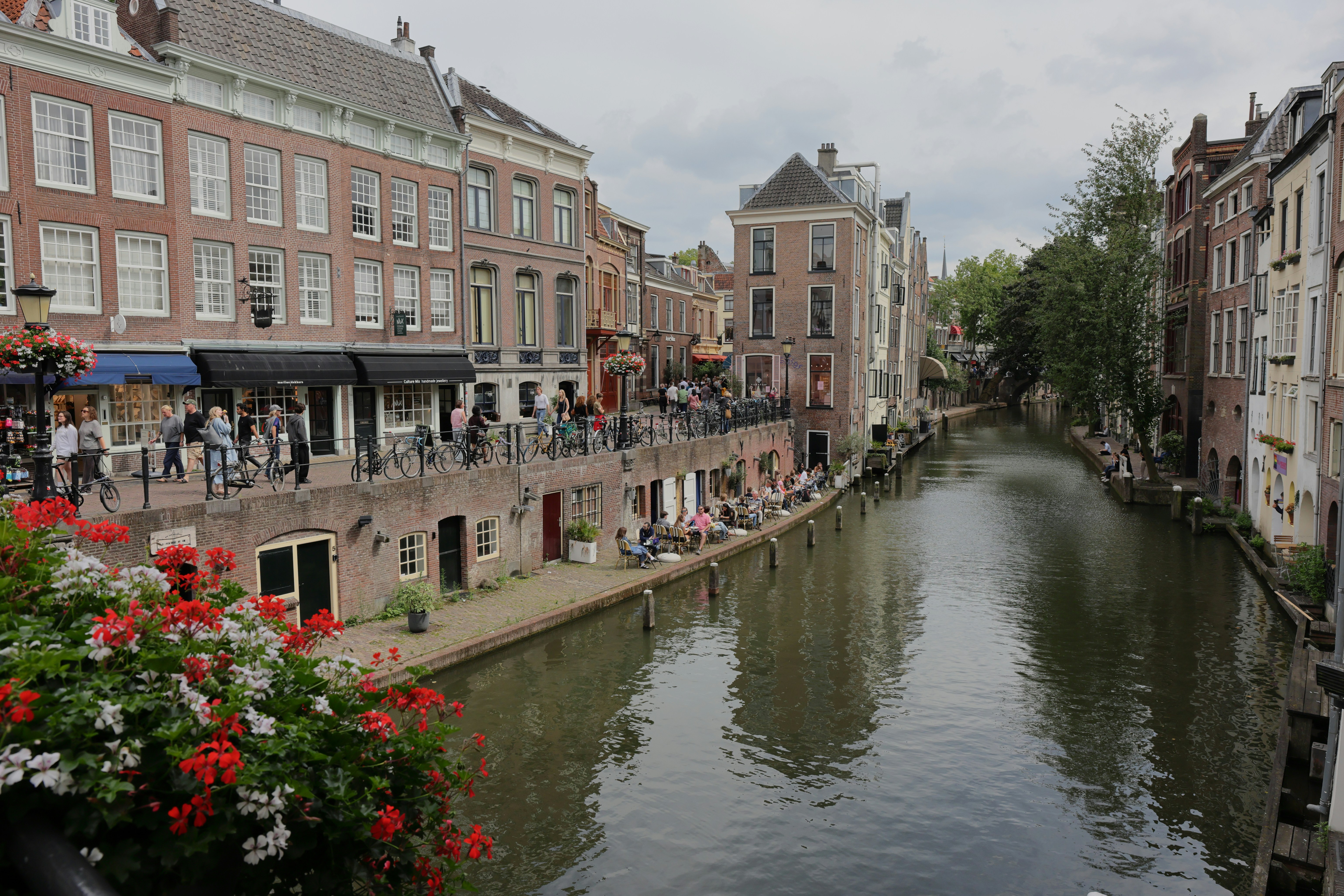 A beautiful canal scene in a european city.