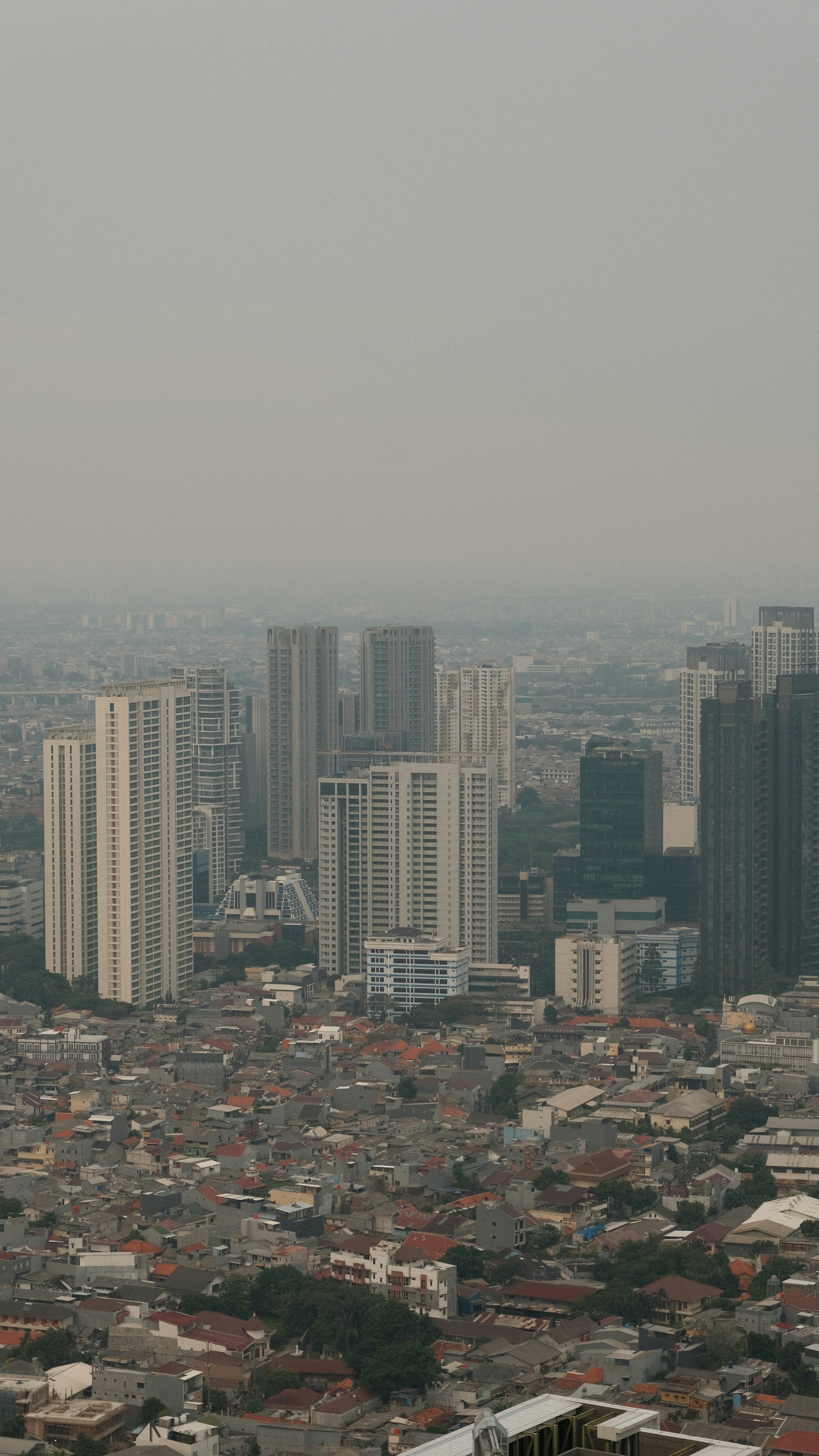 A cityscape with skyscrapers and urban sprawl.