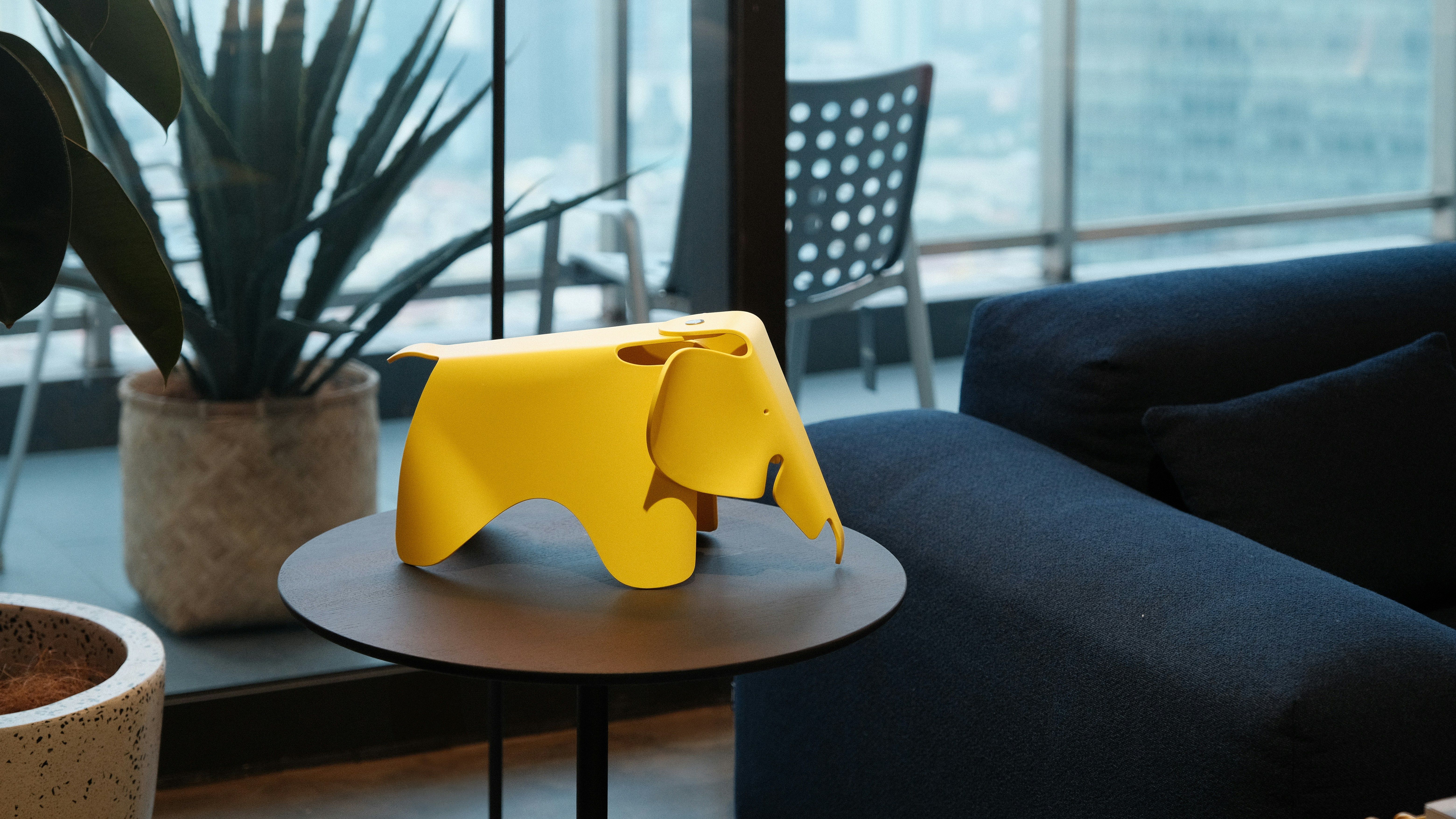 Whimsical Yellow Companion in a Modern Space