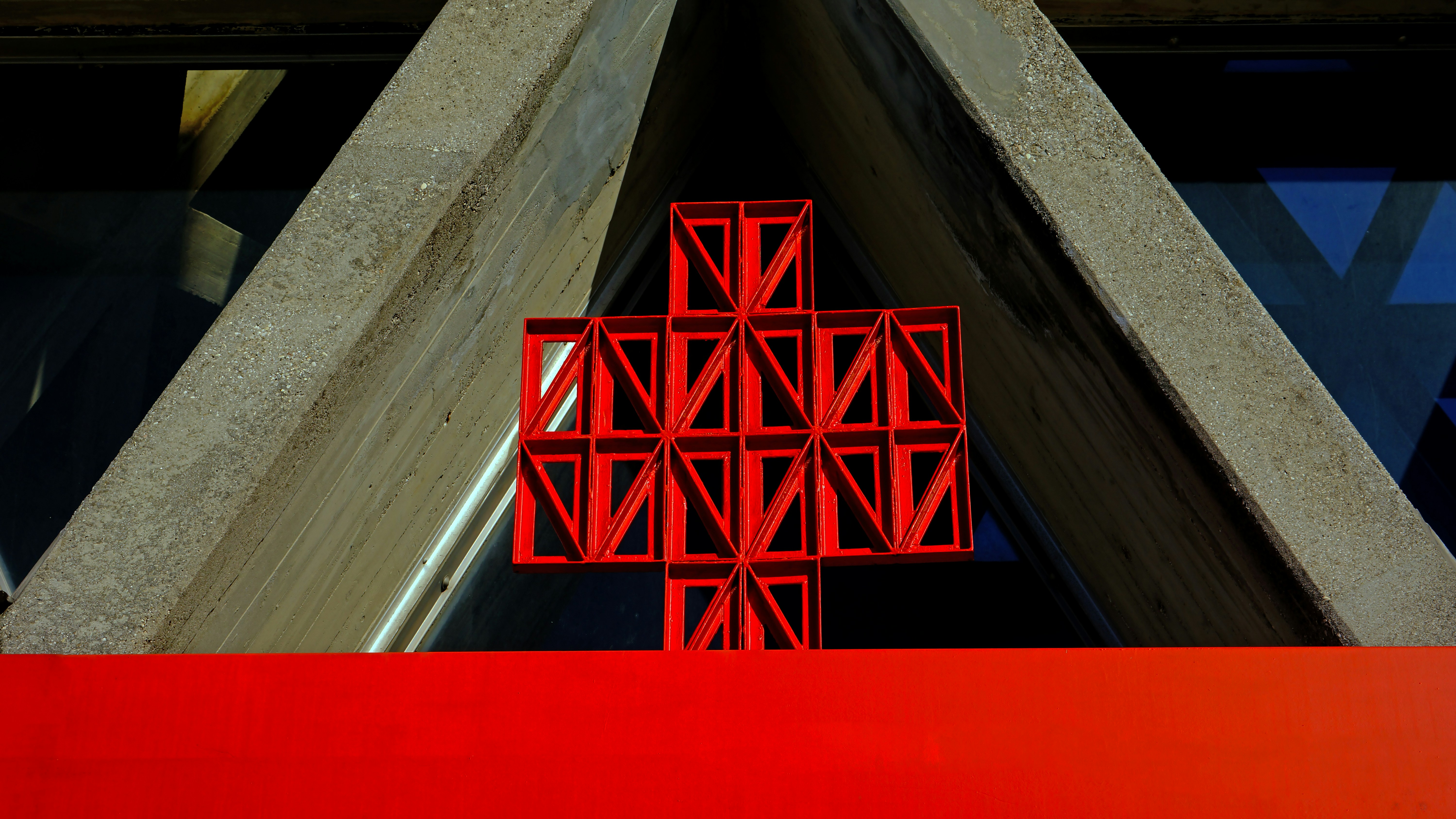 Architectural Harmony: The Bold Red Cross