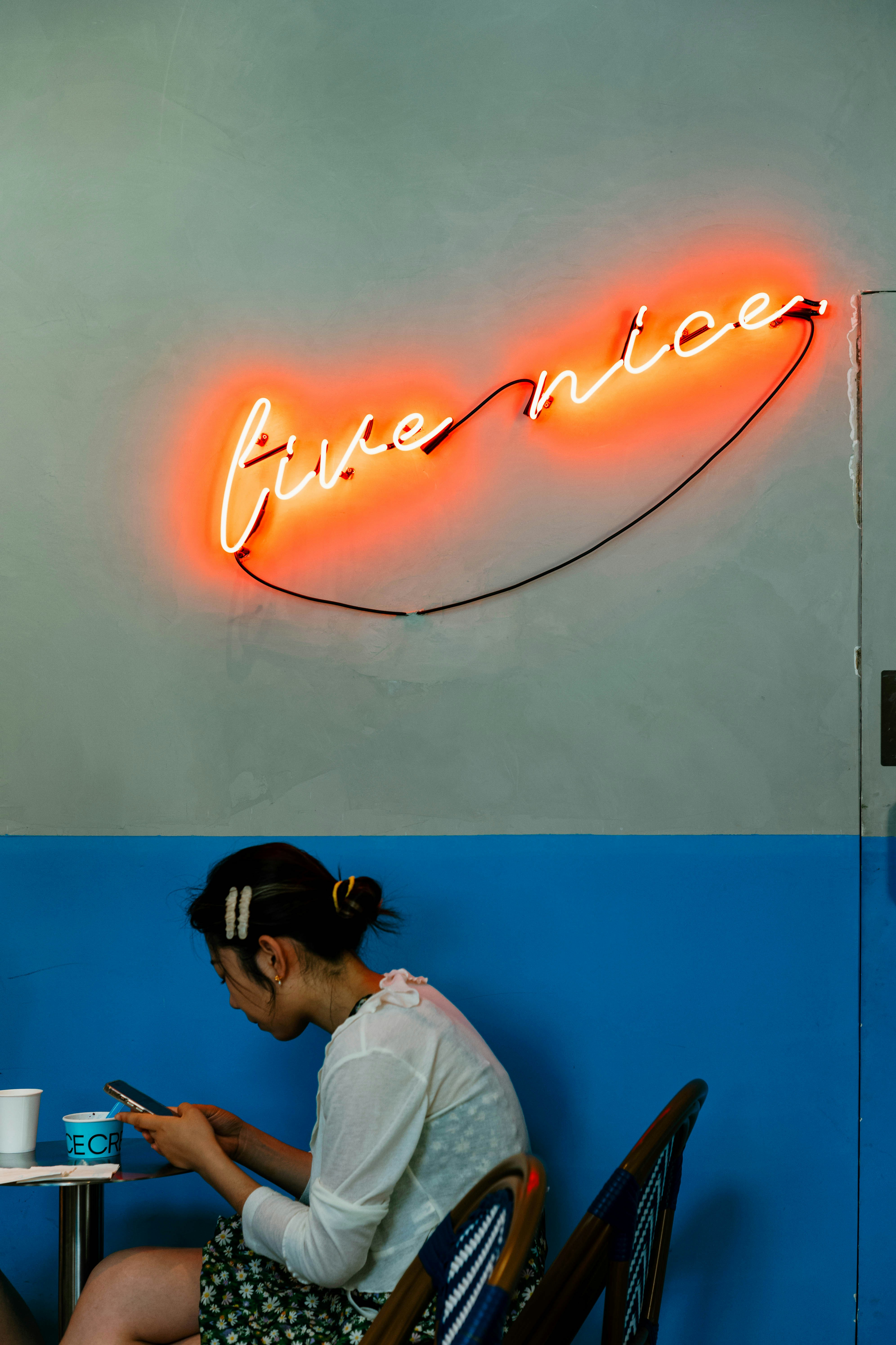 Neon Whispers in a Cozy Corner