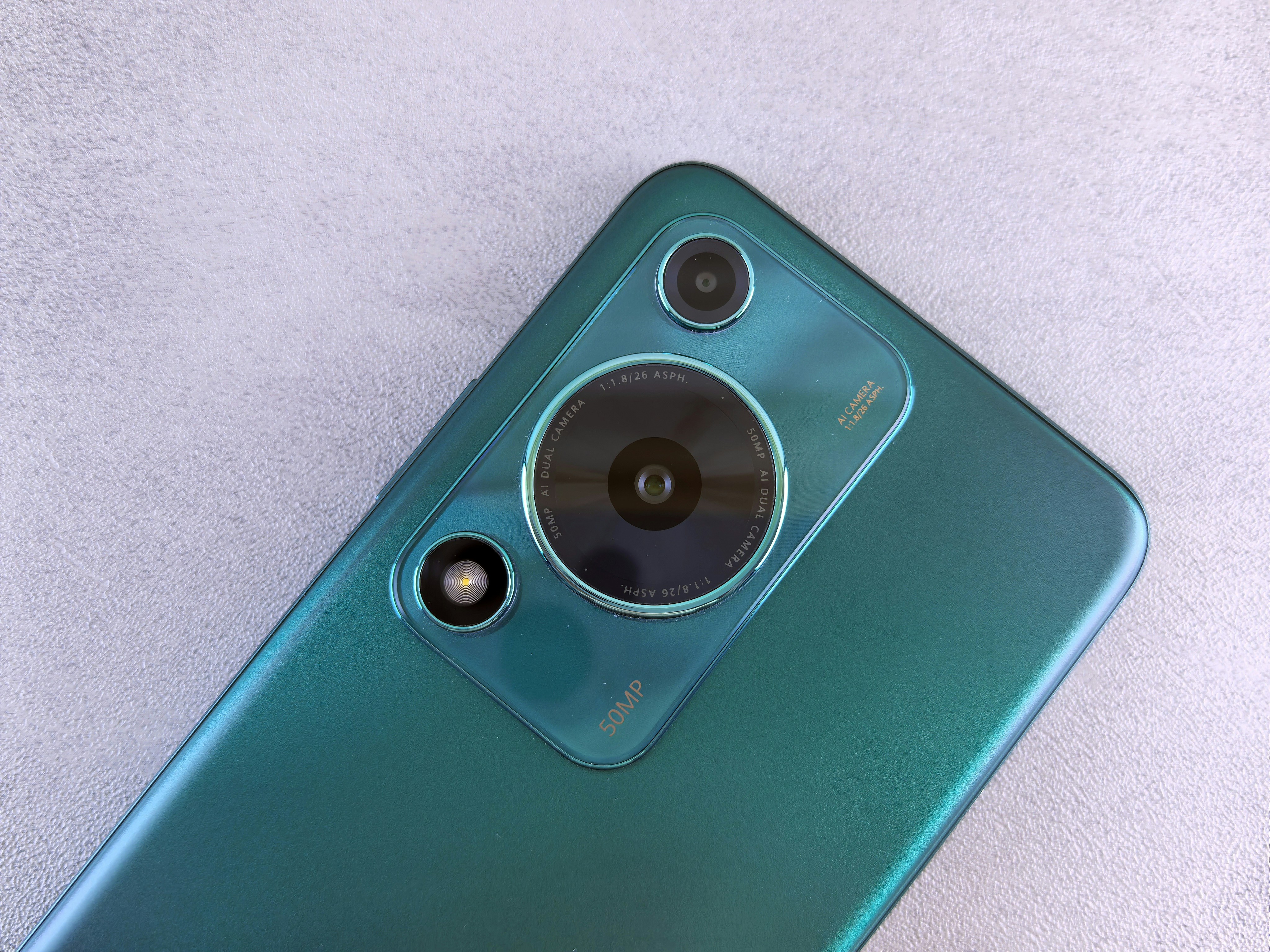 Close-up of the Huawei Pura 70's camera module showcasing its sleek design and advanced lens system.
