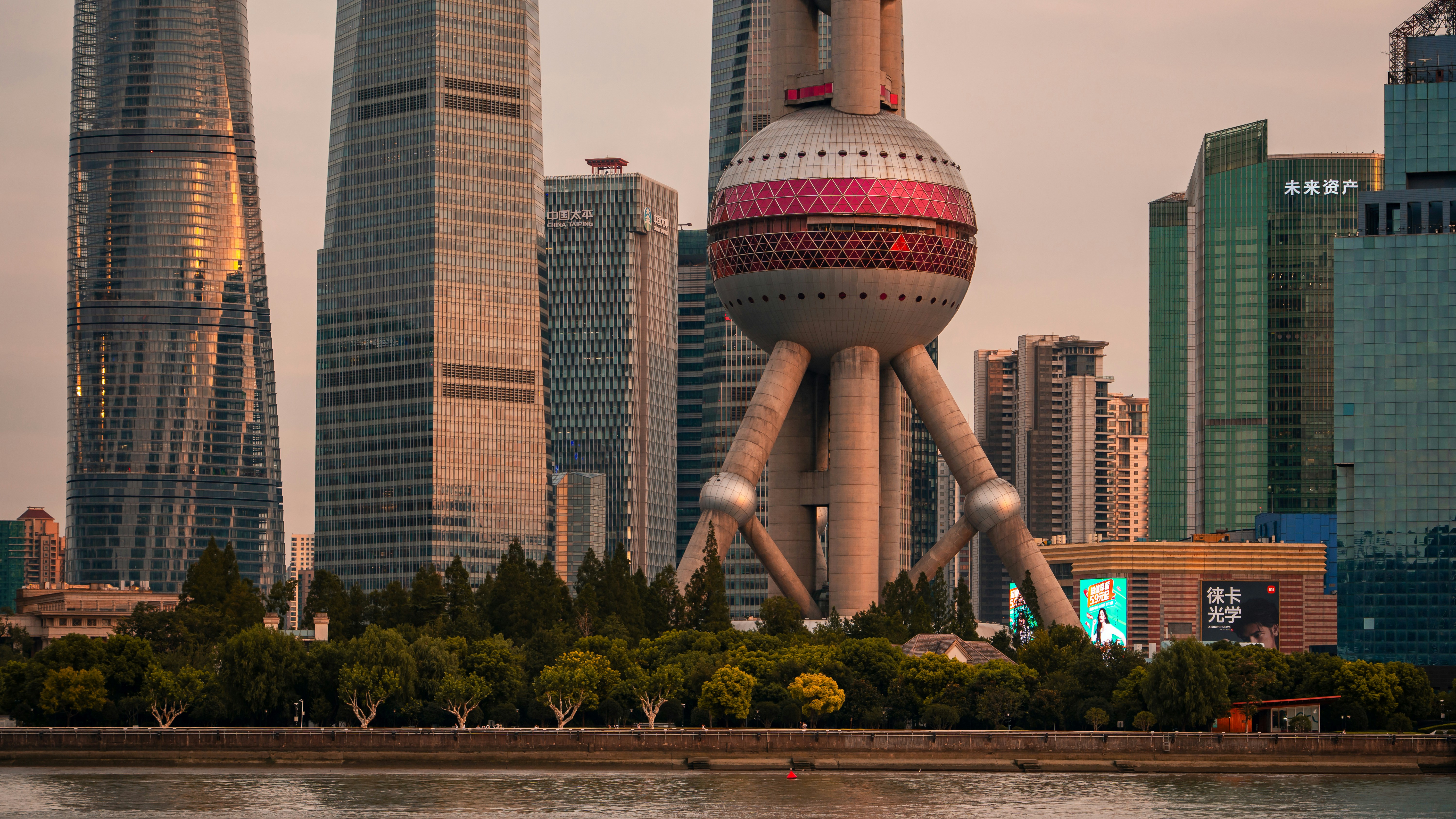Modern skyscrapers and oriental pearl tower in shanghai