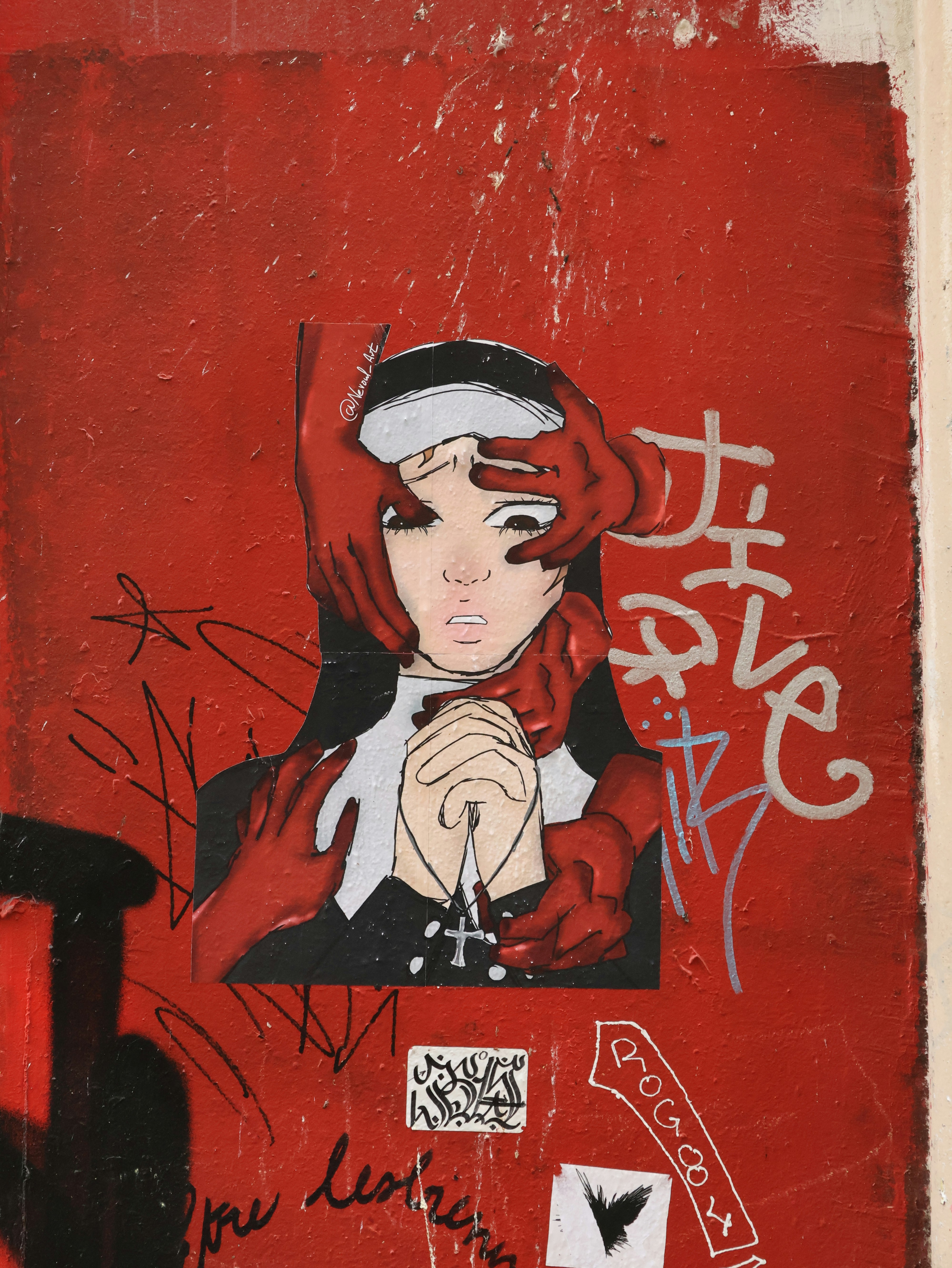 Anime character with red hair on red background