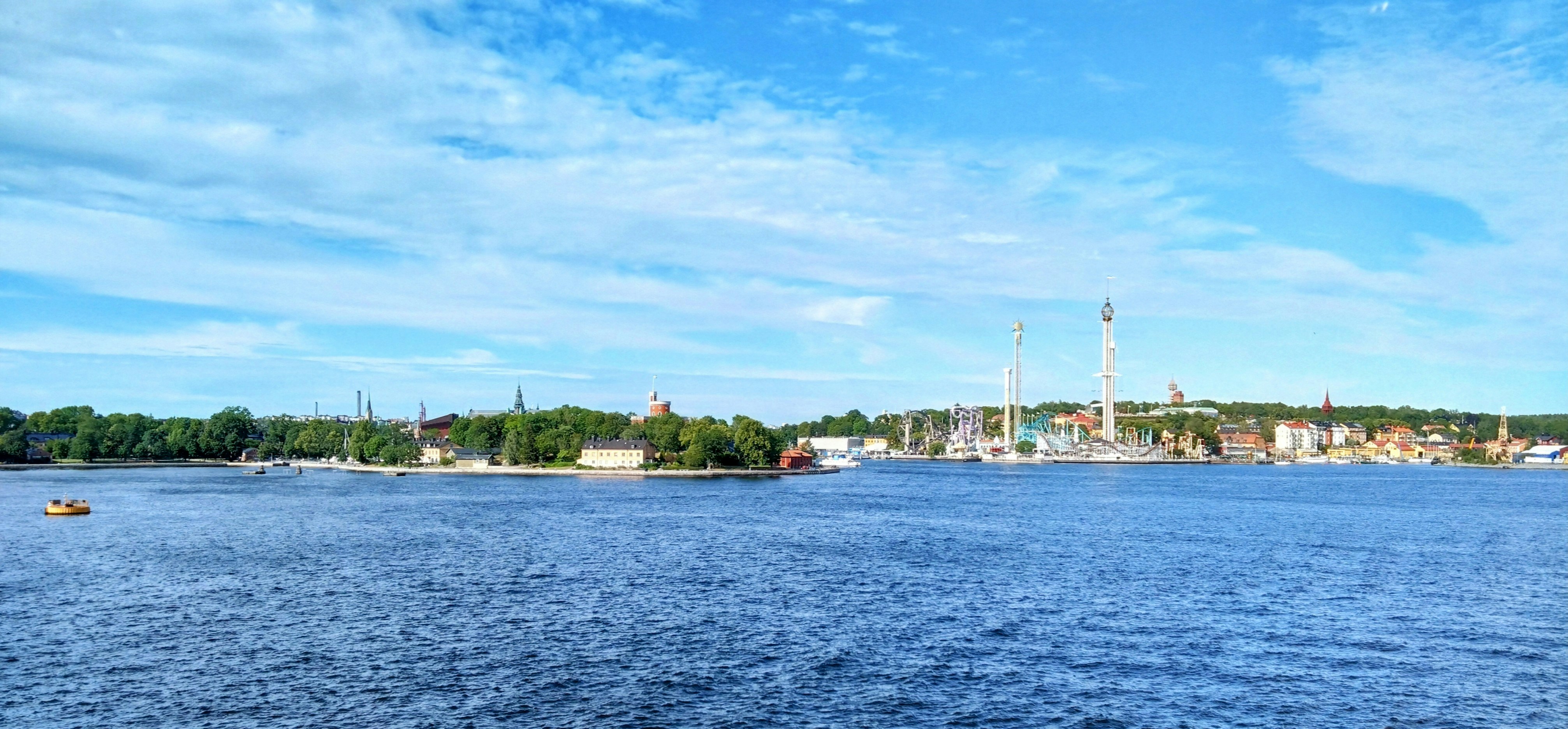 Calm blue water under a bright sky