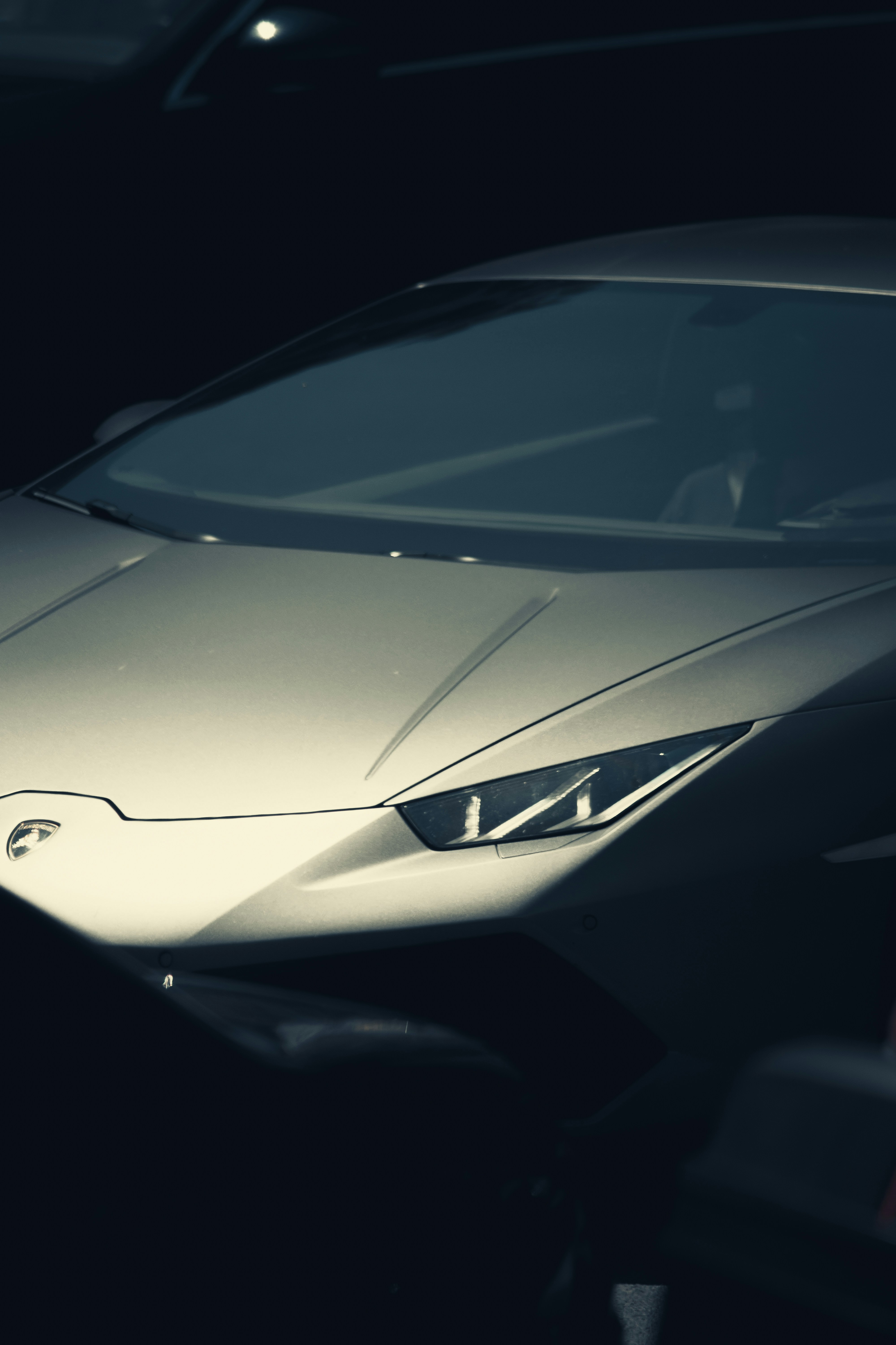 Streak of Silver: A Lamborghini Aventador Edge in Low Light
