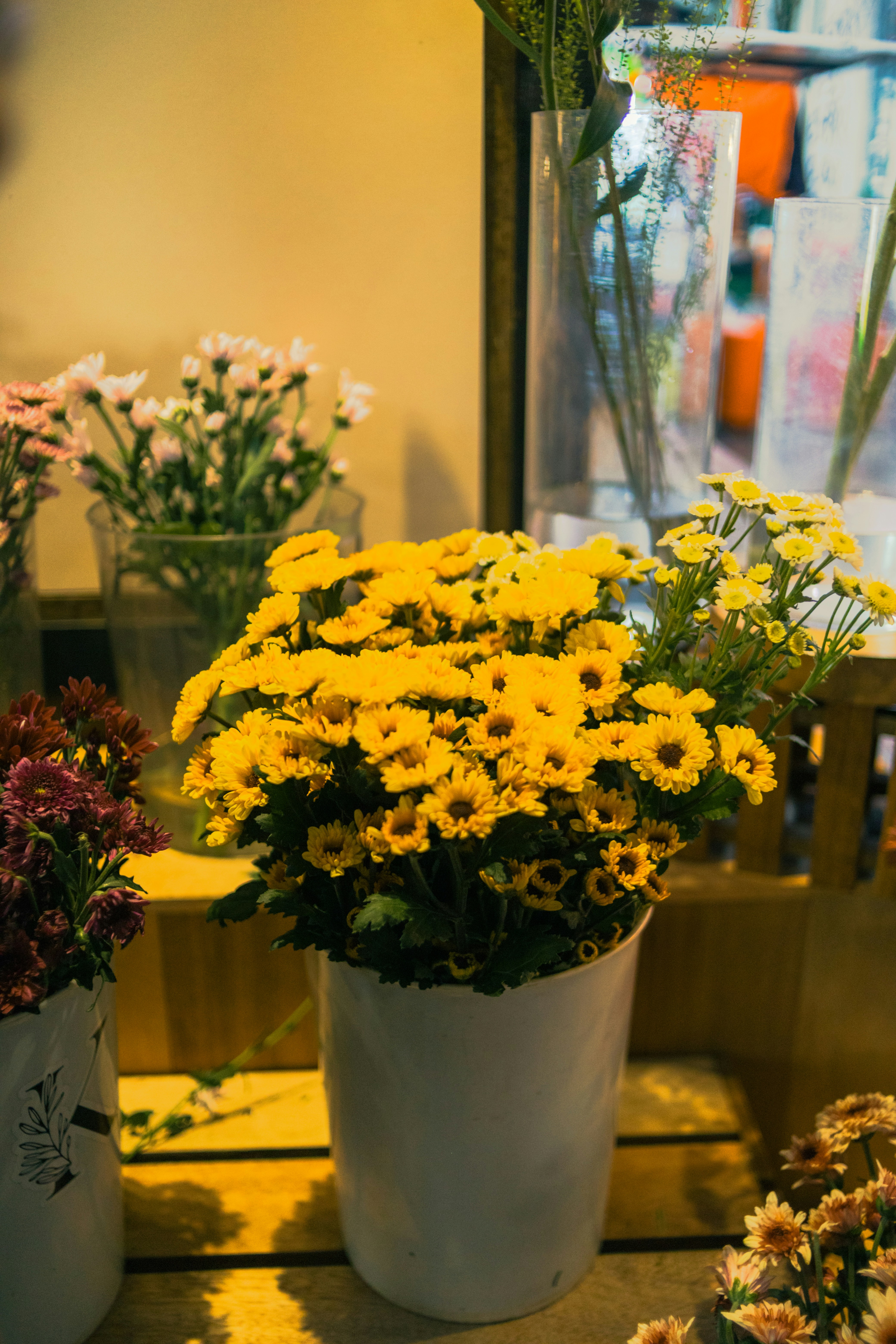 Golden Blossoms in a Rustic Setting
