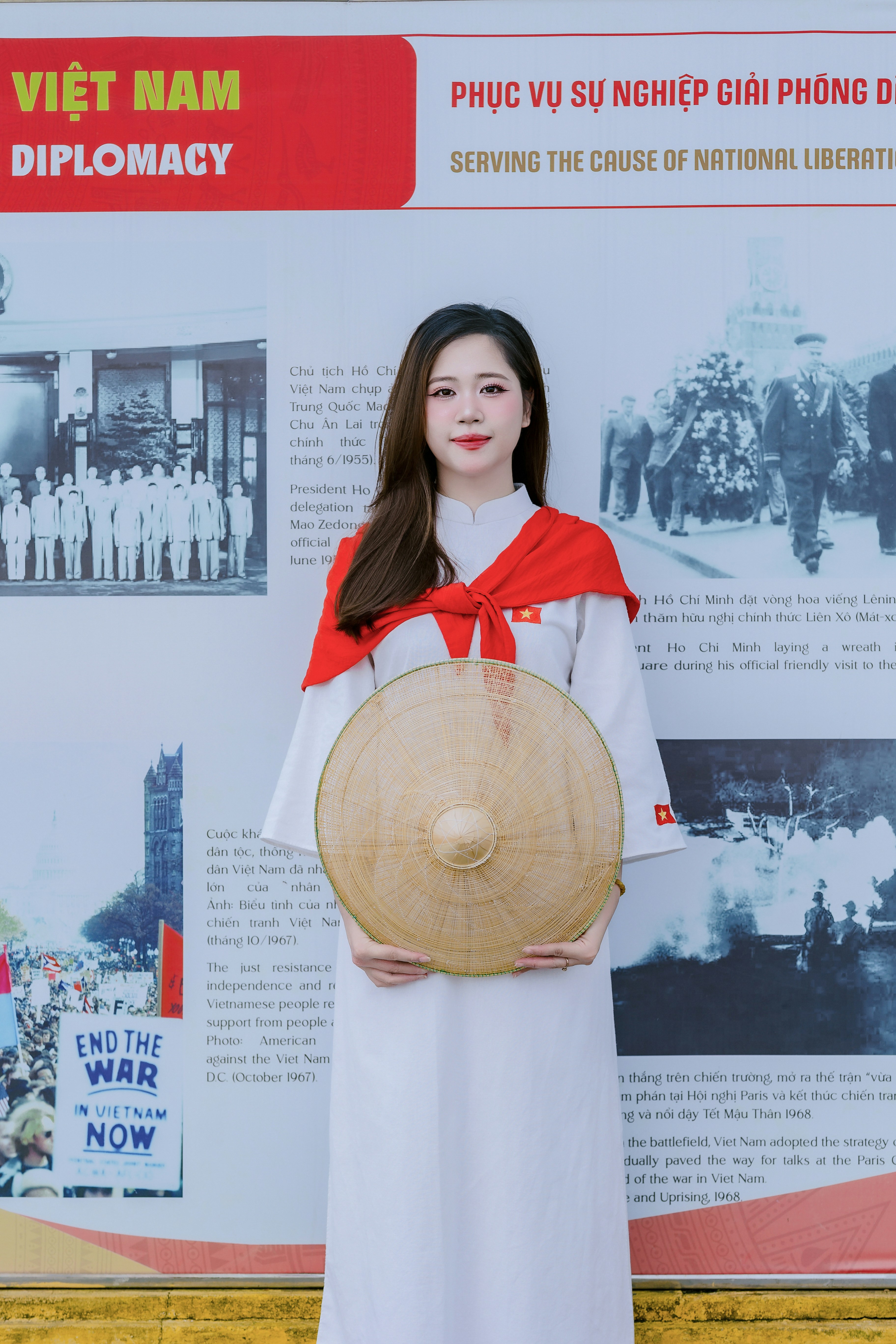 Vietnamese girl in ao dai celebrates national day
