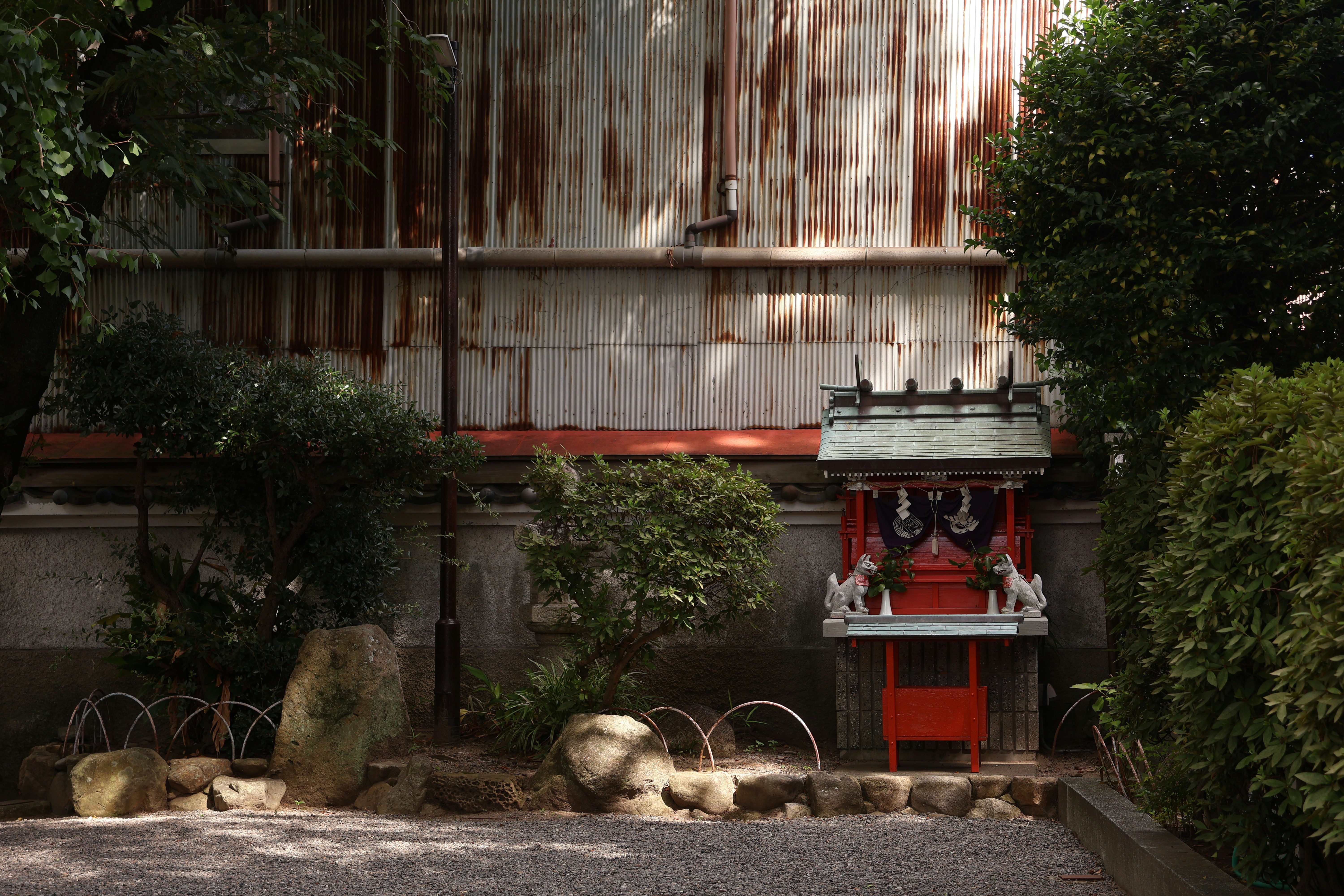 Building with lush green trees and foliage