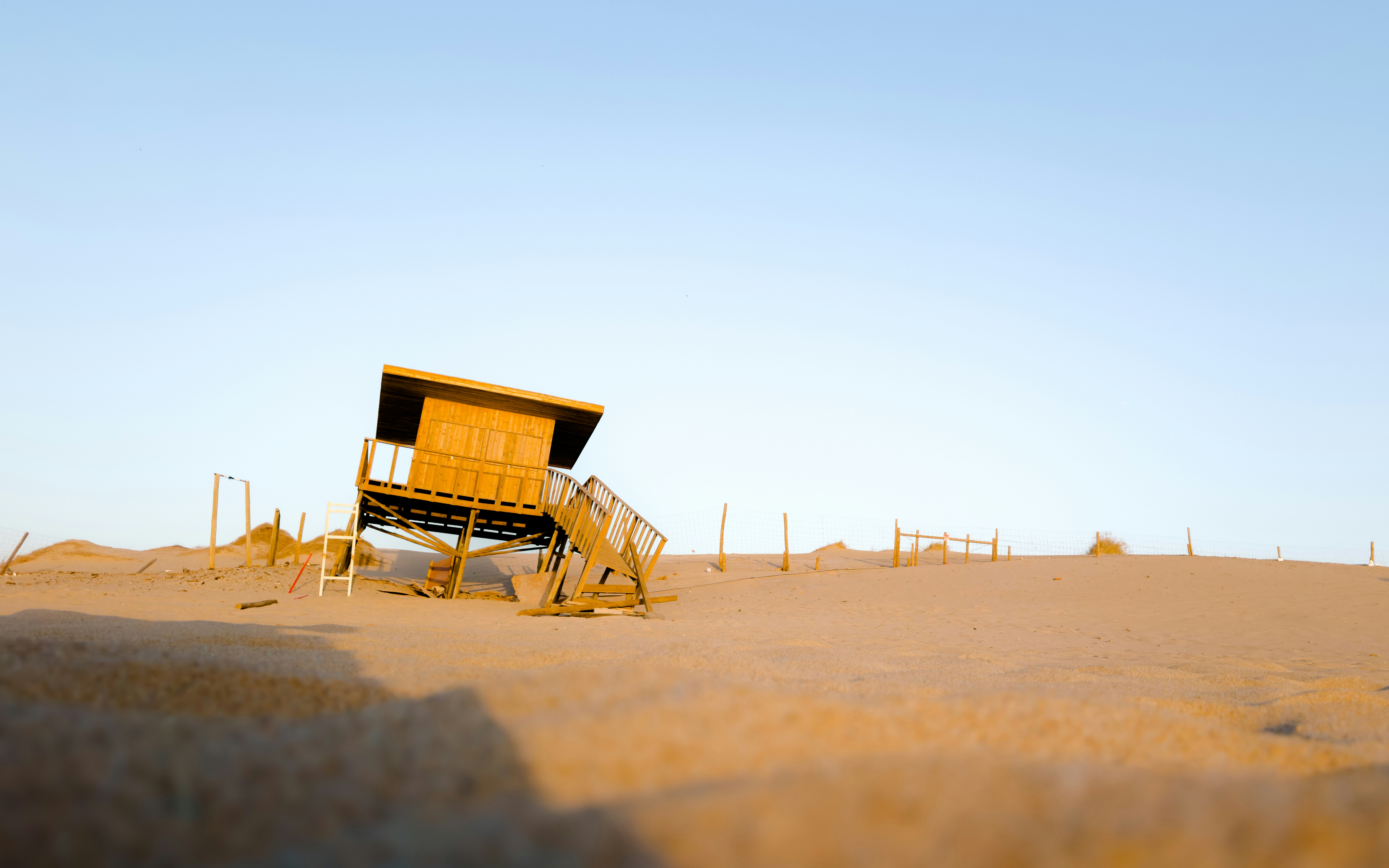 Golden Hour Watchtower on a Quiet Dune
