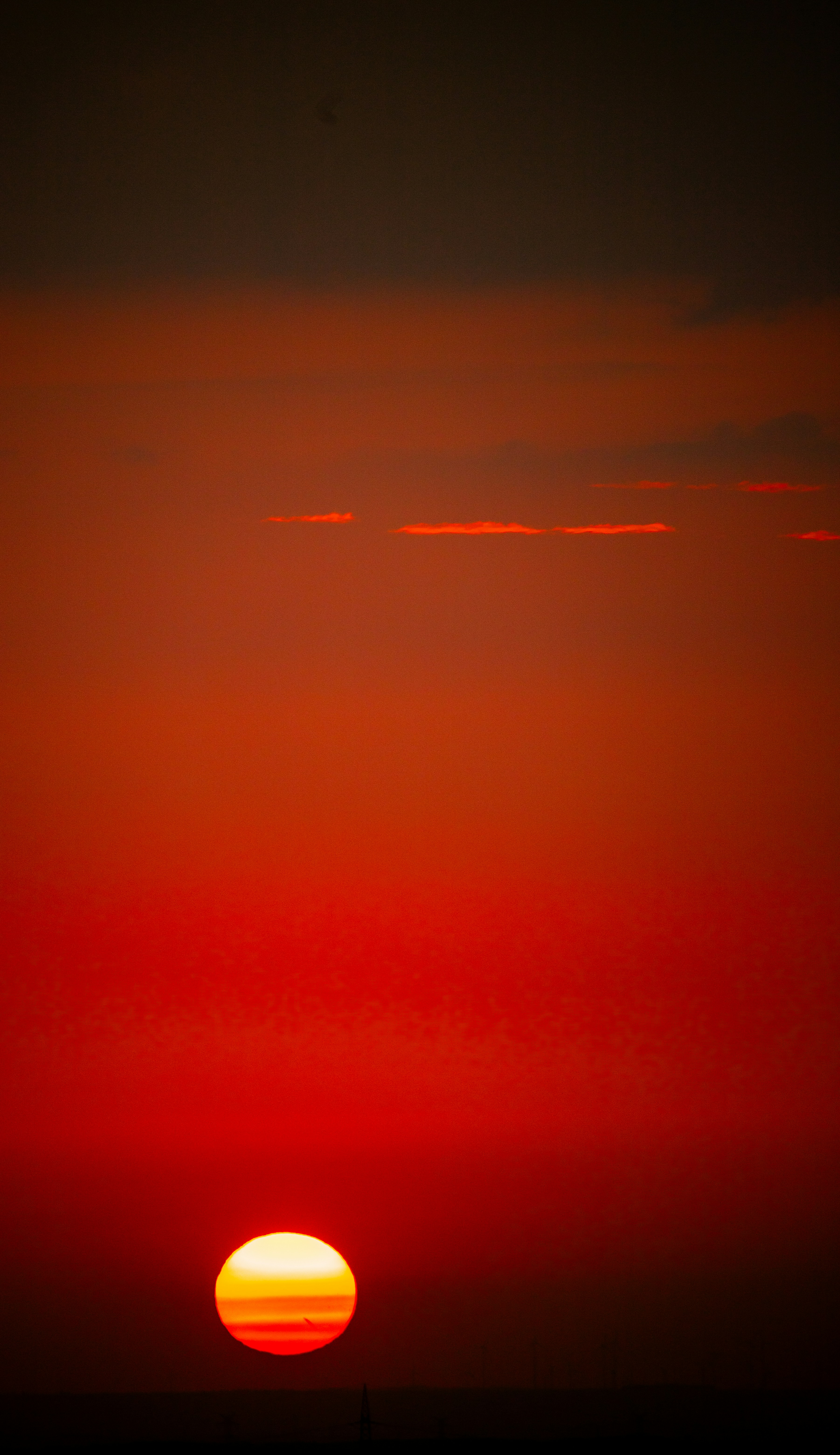 Vibrant sunset with a fiery red sky