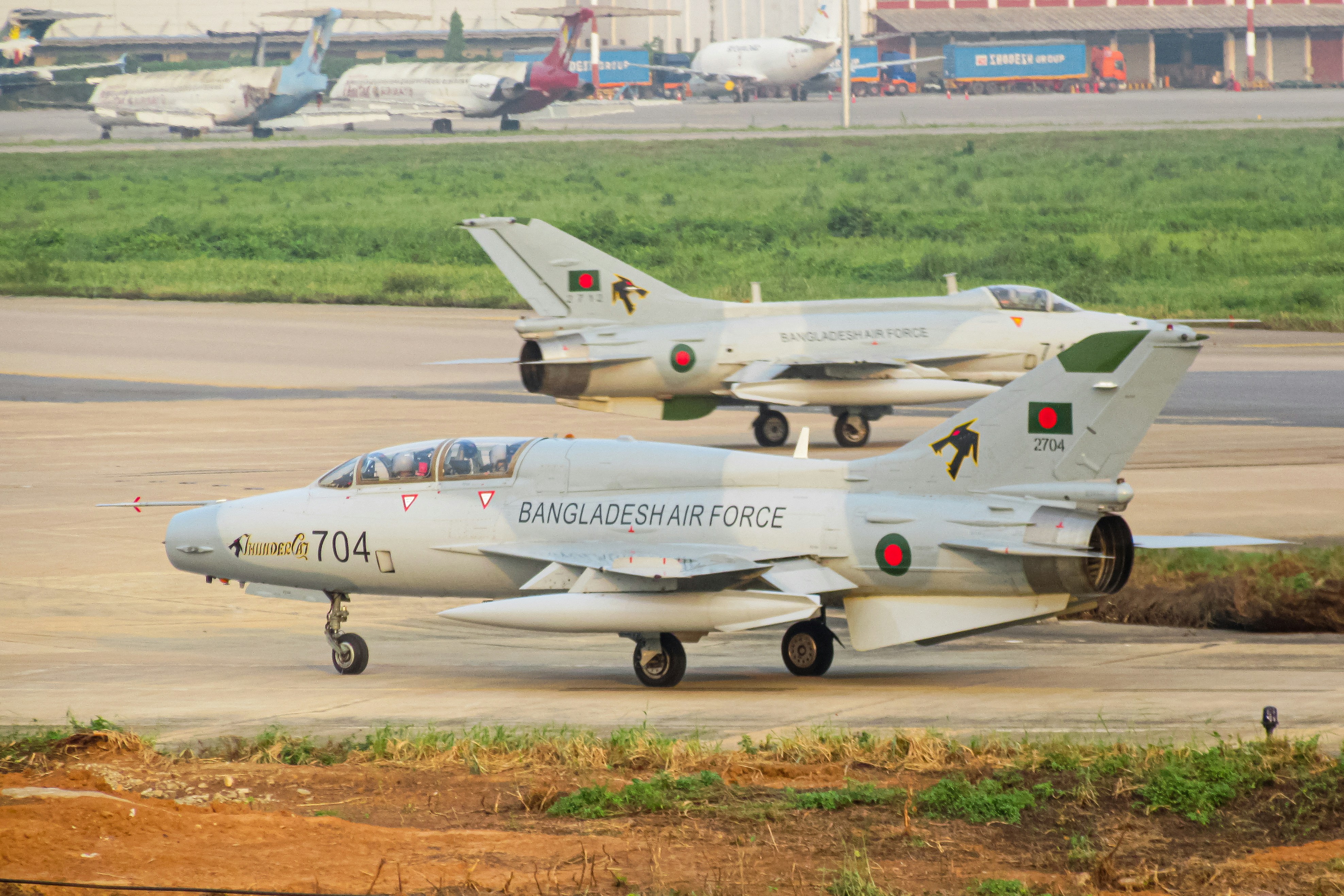 Bangladesh Air Force Yak-130 pair parked on the ramp
