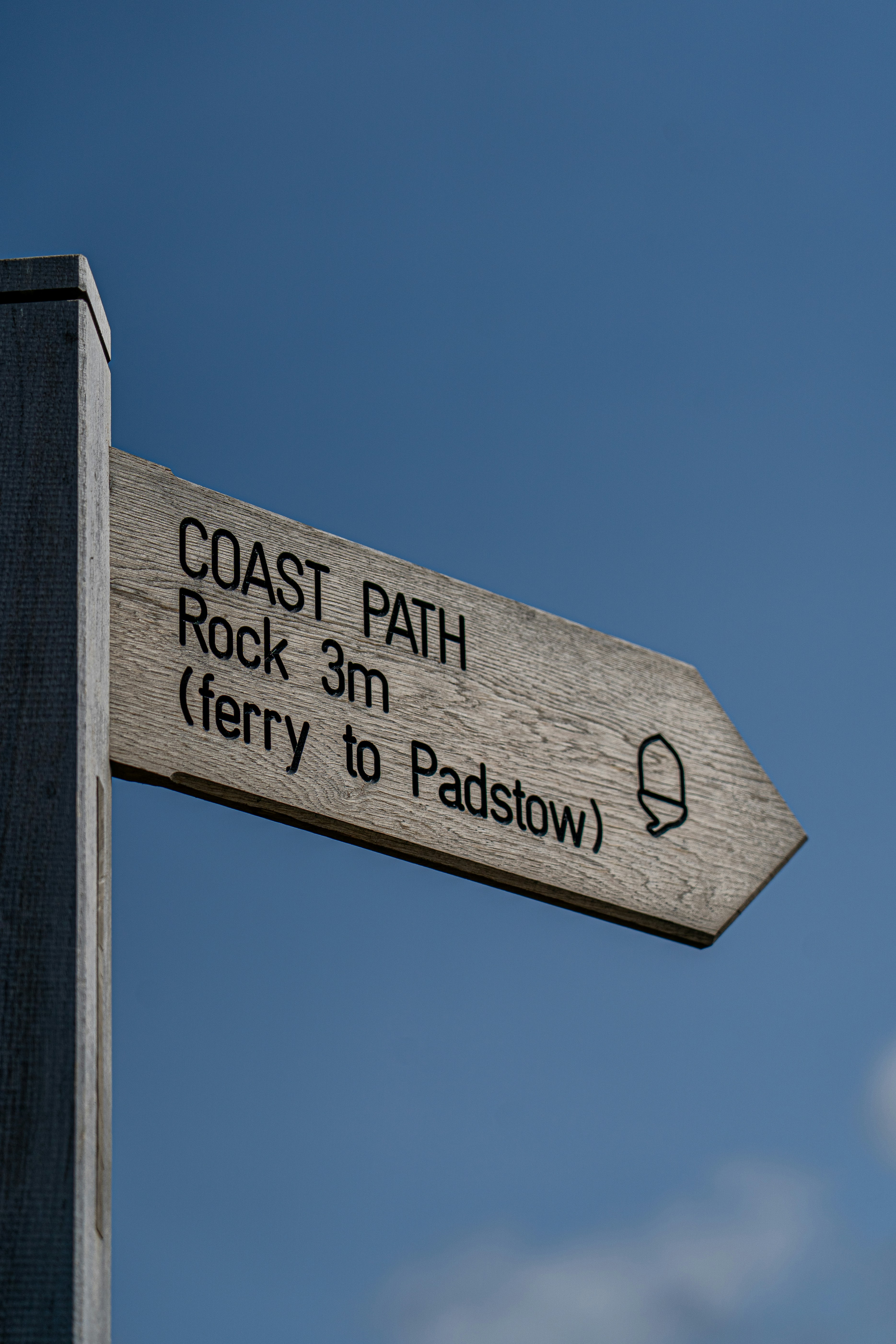 Wooden signpost pointing towards the coast path.