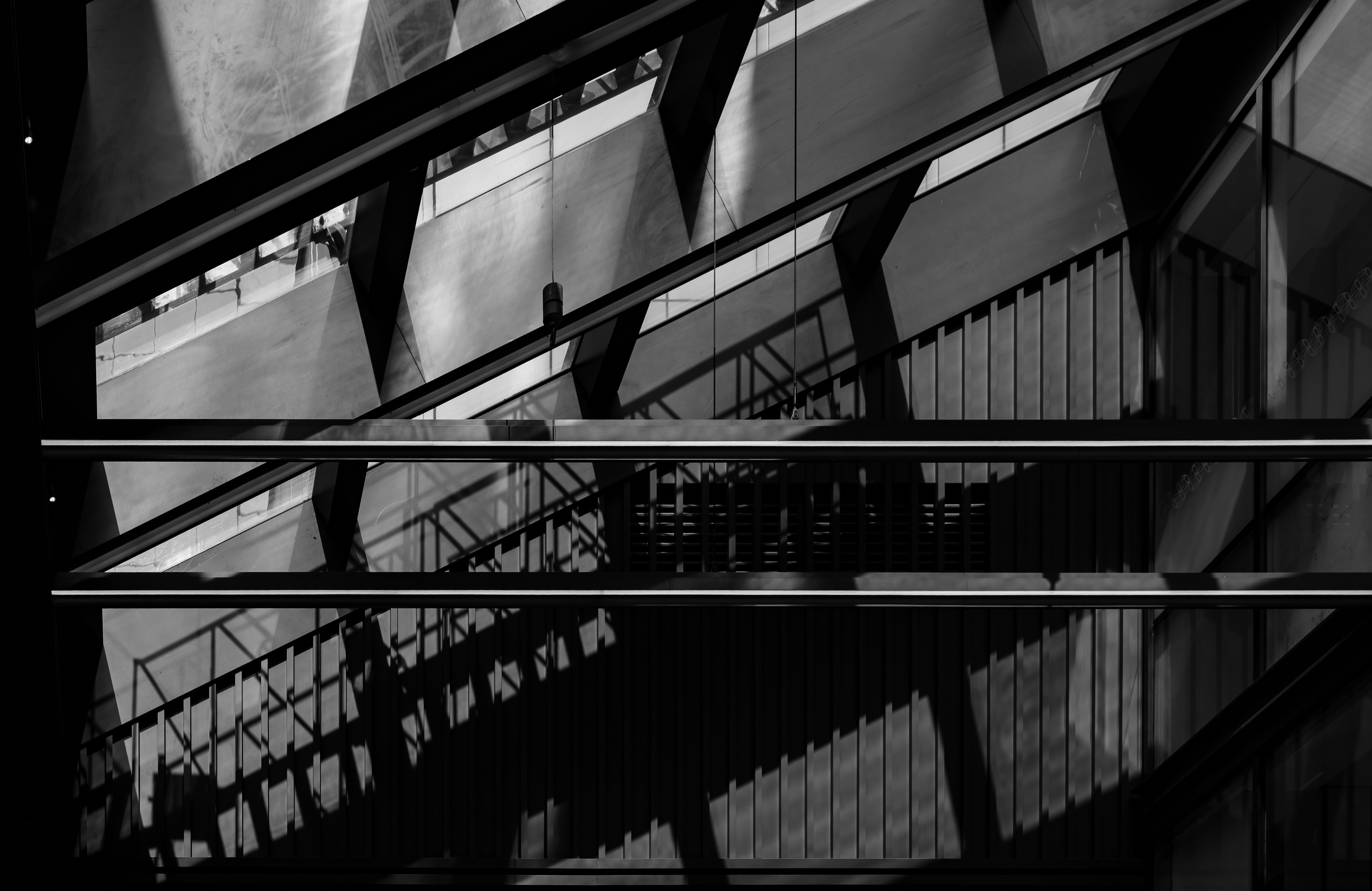 Modern architecture with geometric lines and shadows