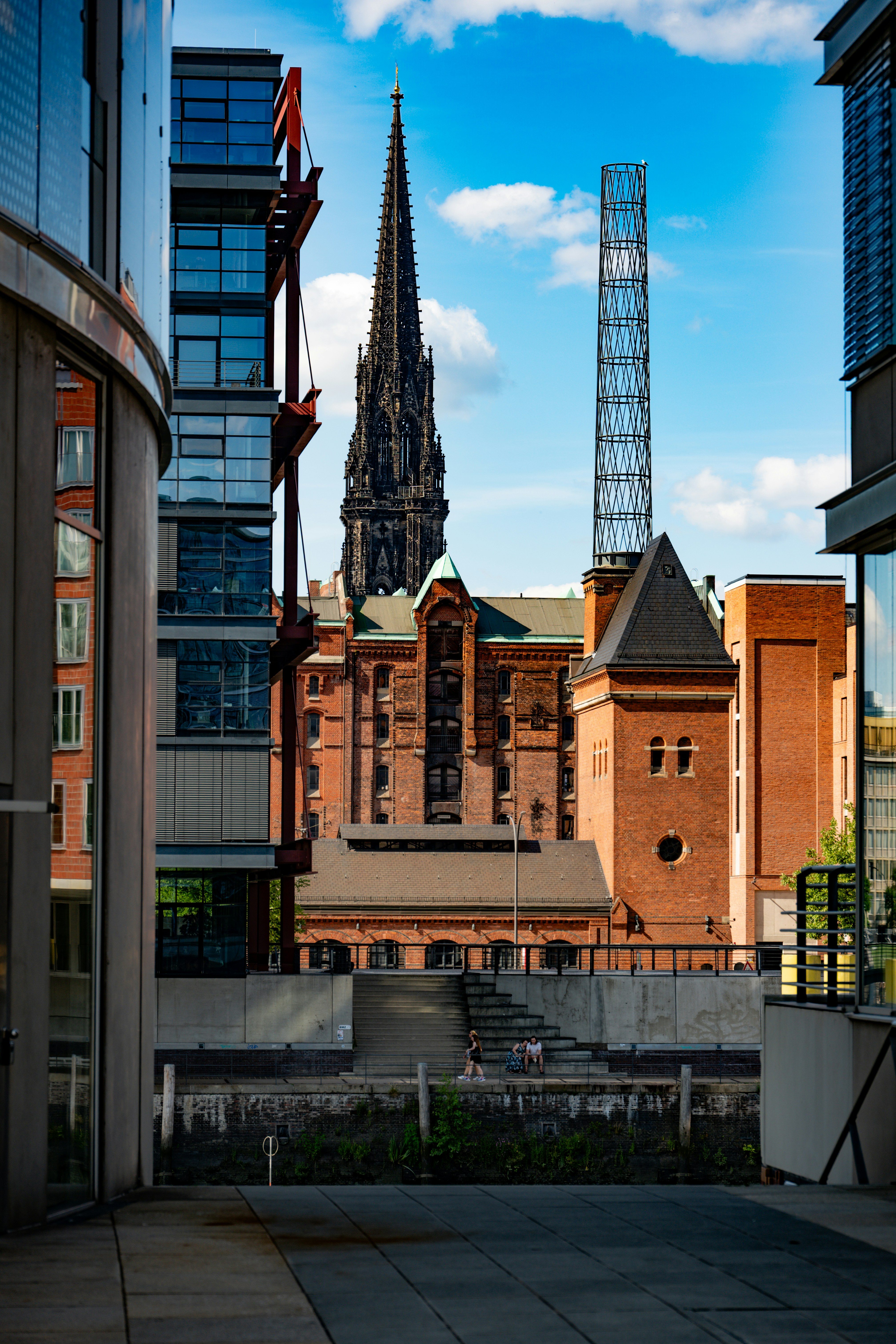 Urban Contrast: The Spire Amidst Modernity