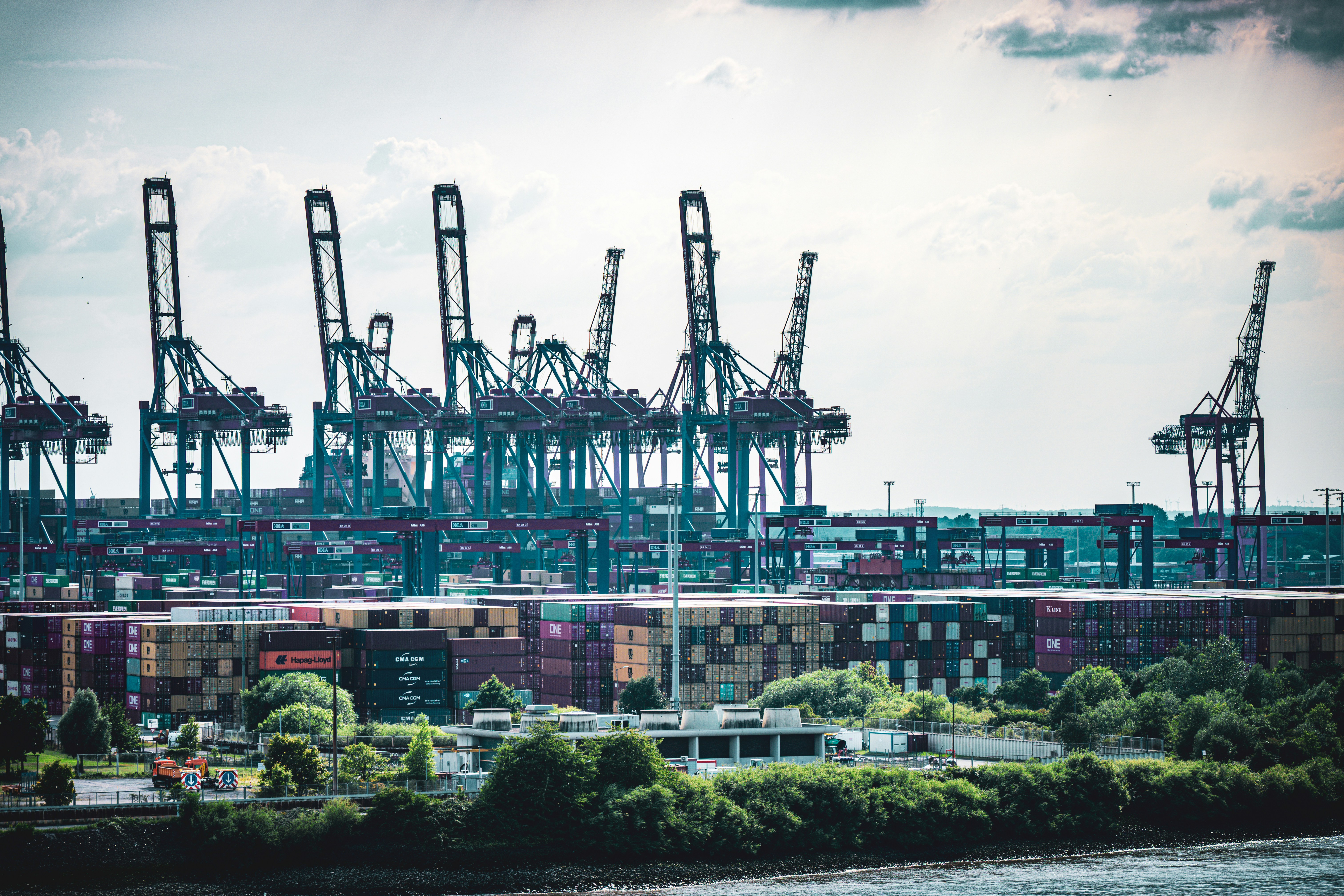 Cranes in Constellation: Vertical Rhythm Over a Container Port