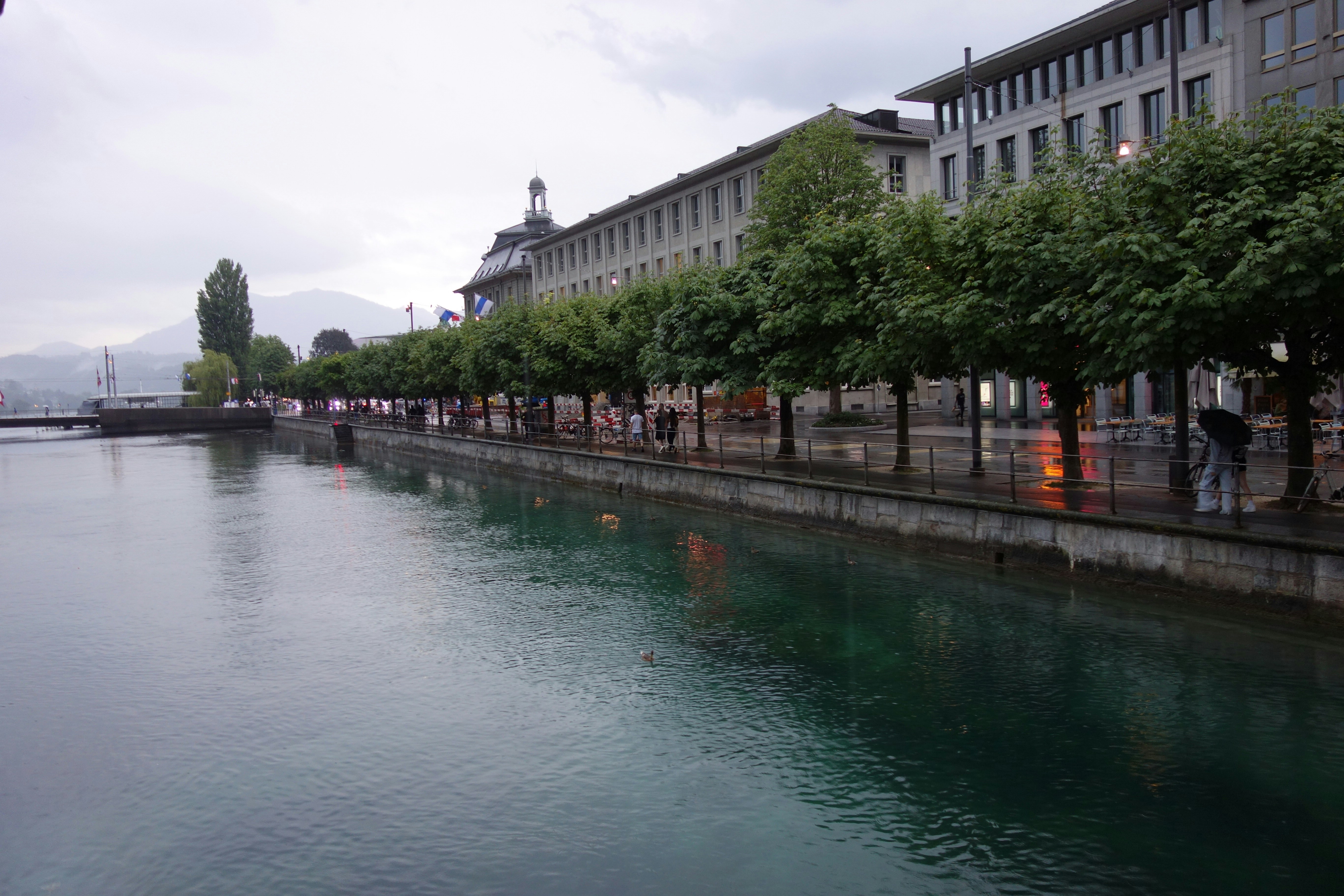Reflections of Tranquility: A Rainy Stroll by the Water