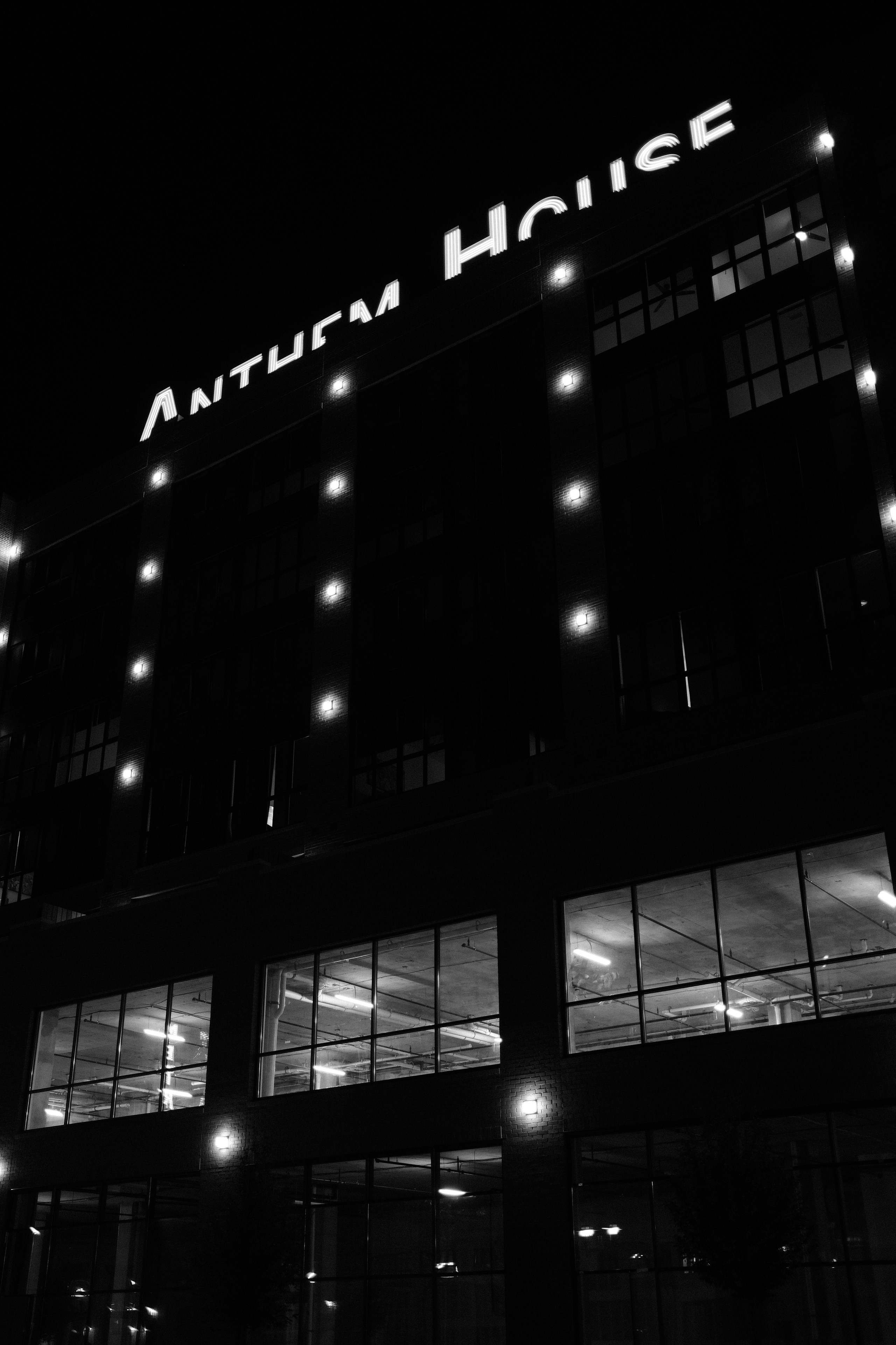 Illuminated Facade of Anthem House at Night